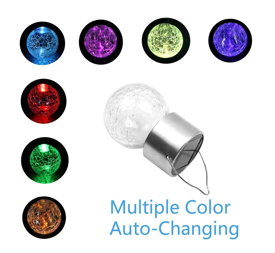 Oyezvary Hanging Solar Powered LED Light 7 Color Auto Changing Cracked ...
