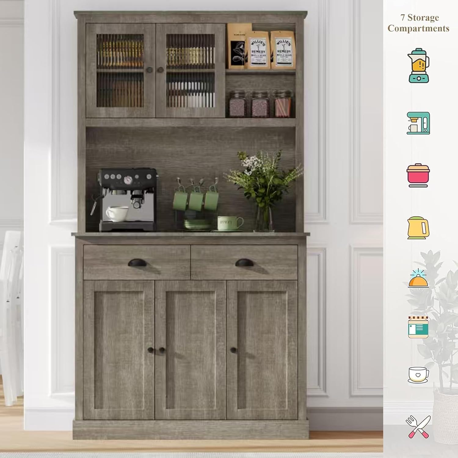 Garvee Pantry with Drawers and Adjustable Shelves 71in Tall ...