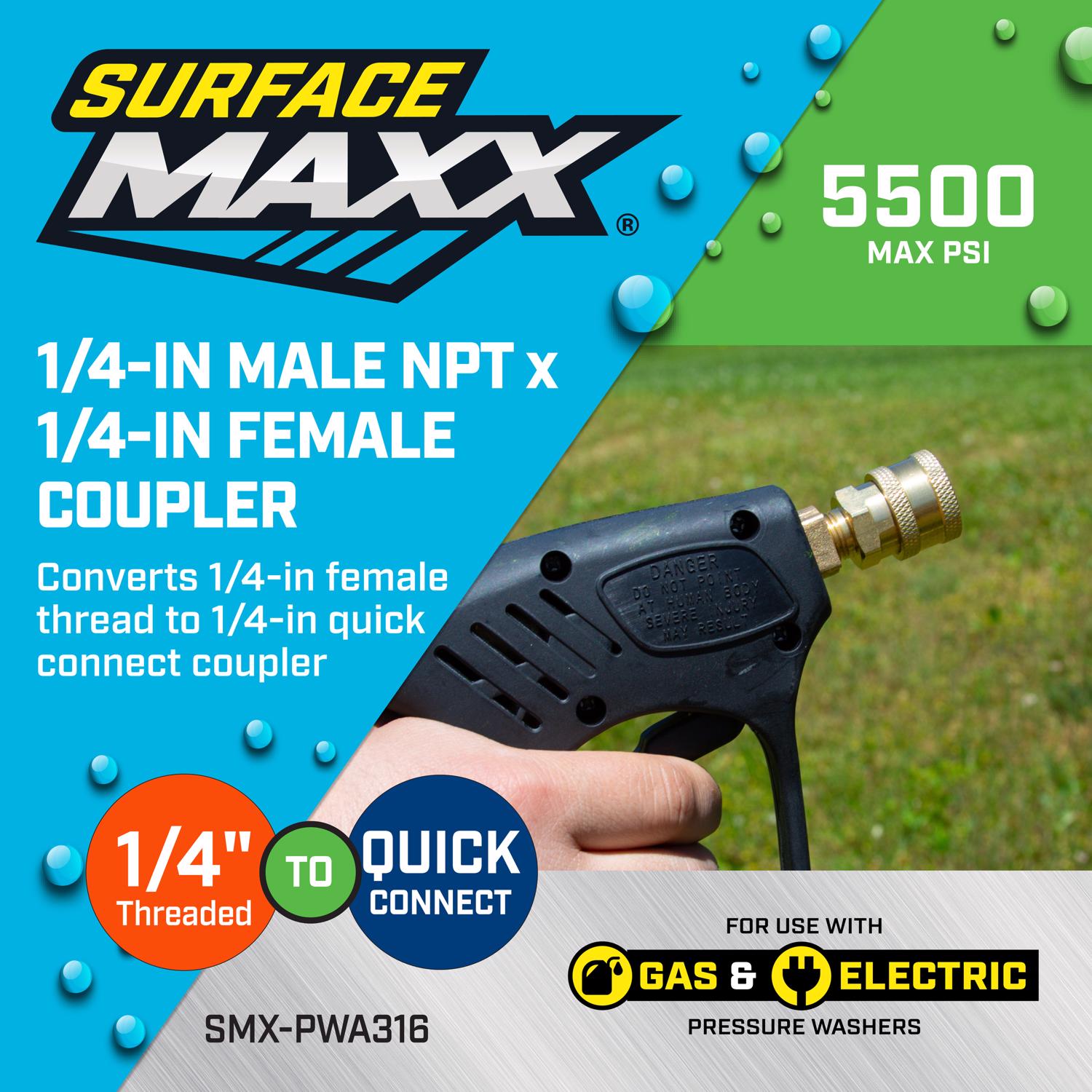 SurfaceMaxx Brass Quick Connect Coupler 1/4 in Male NPT to Female 5500 ...