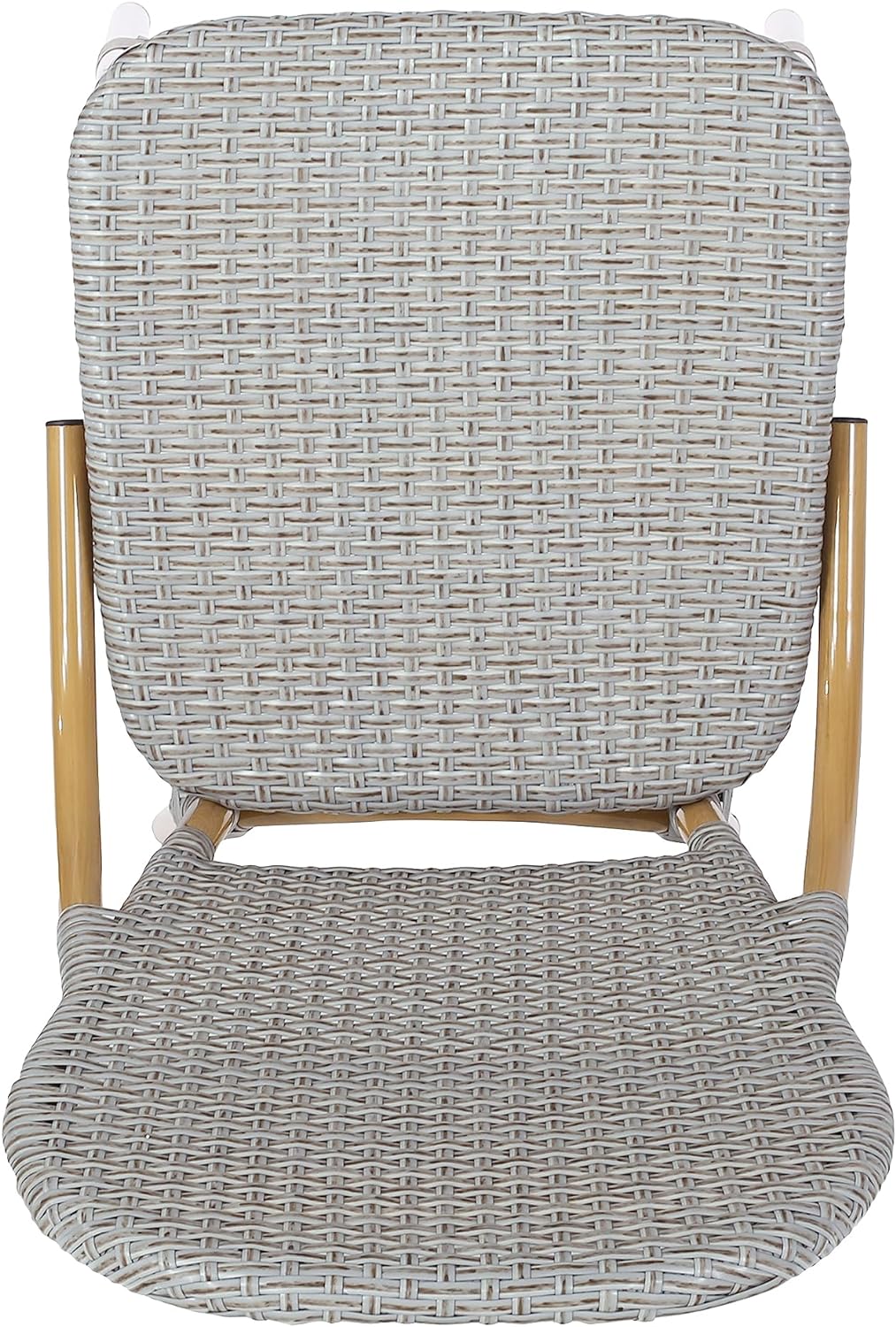 Afoxsos Set of 2 French Bistro Chairs Outdoor Aluminum Frame Bamboo ...