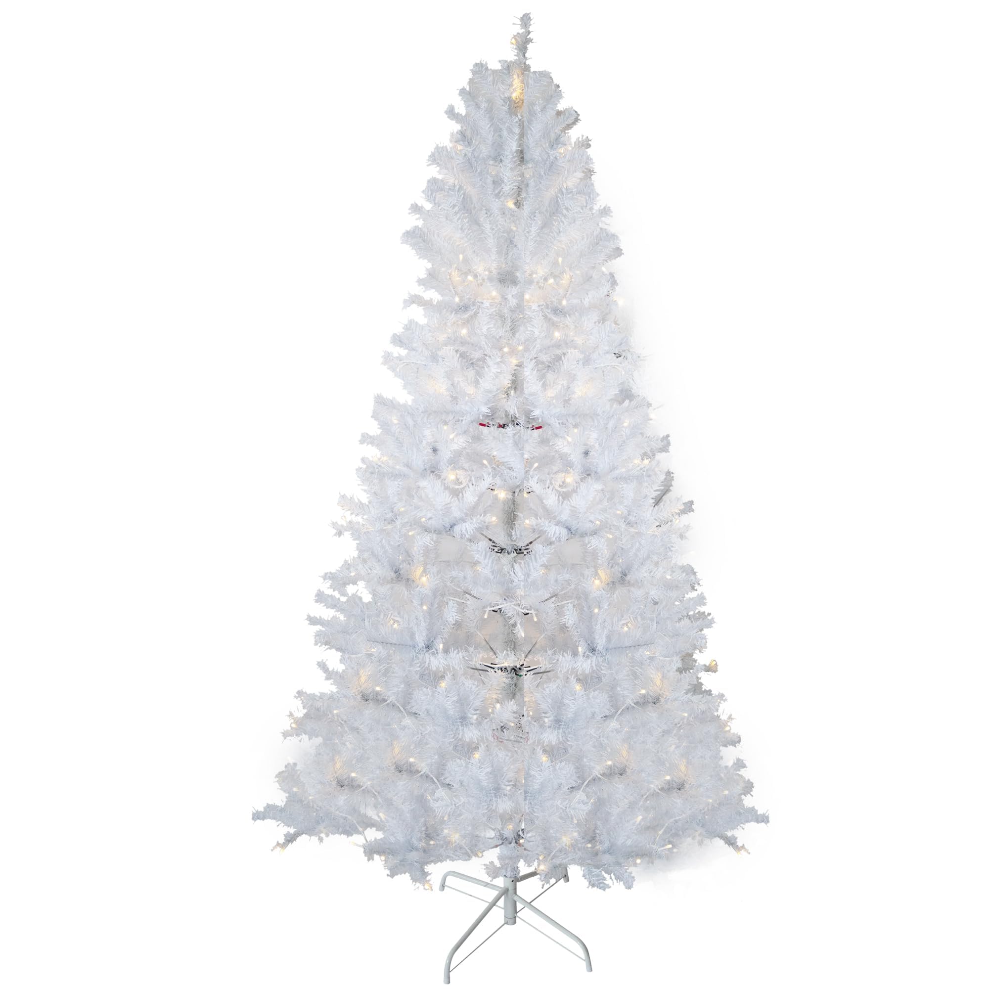 Garvee Six and a Half Ft White Prelit Artificial Christmas Tree with ...