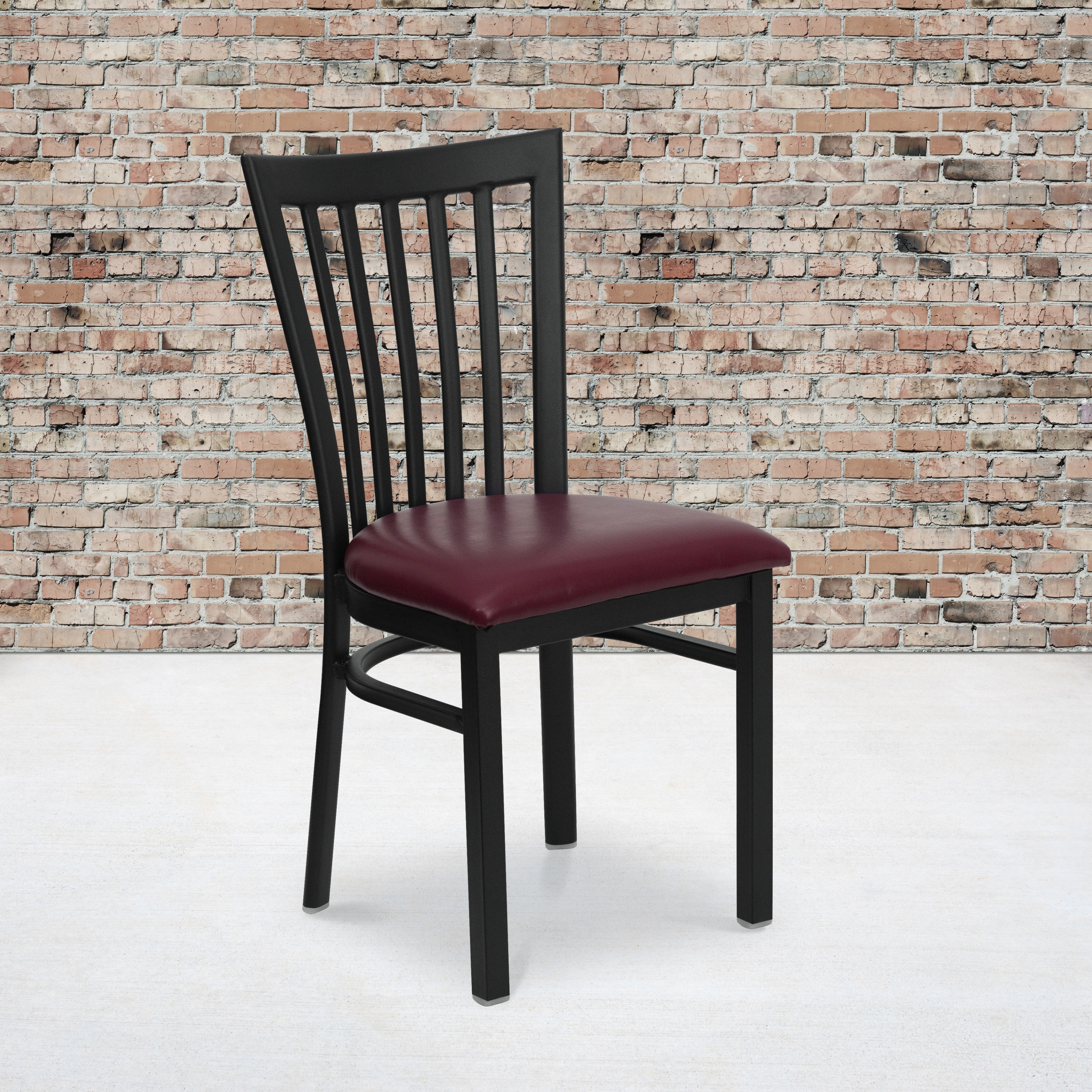 Emma + Oliver Black School House Back Metal Dining Chair - Burgundy ...