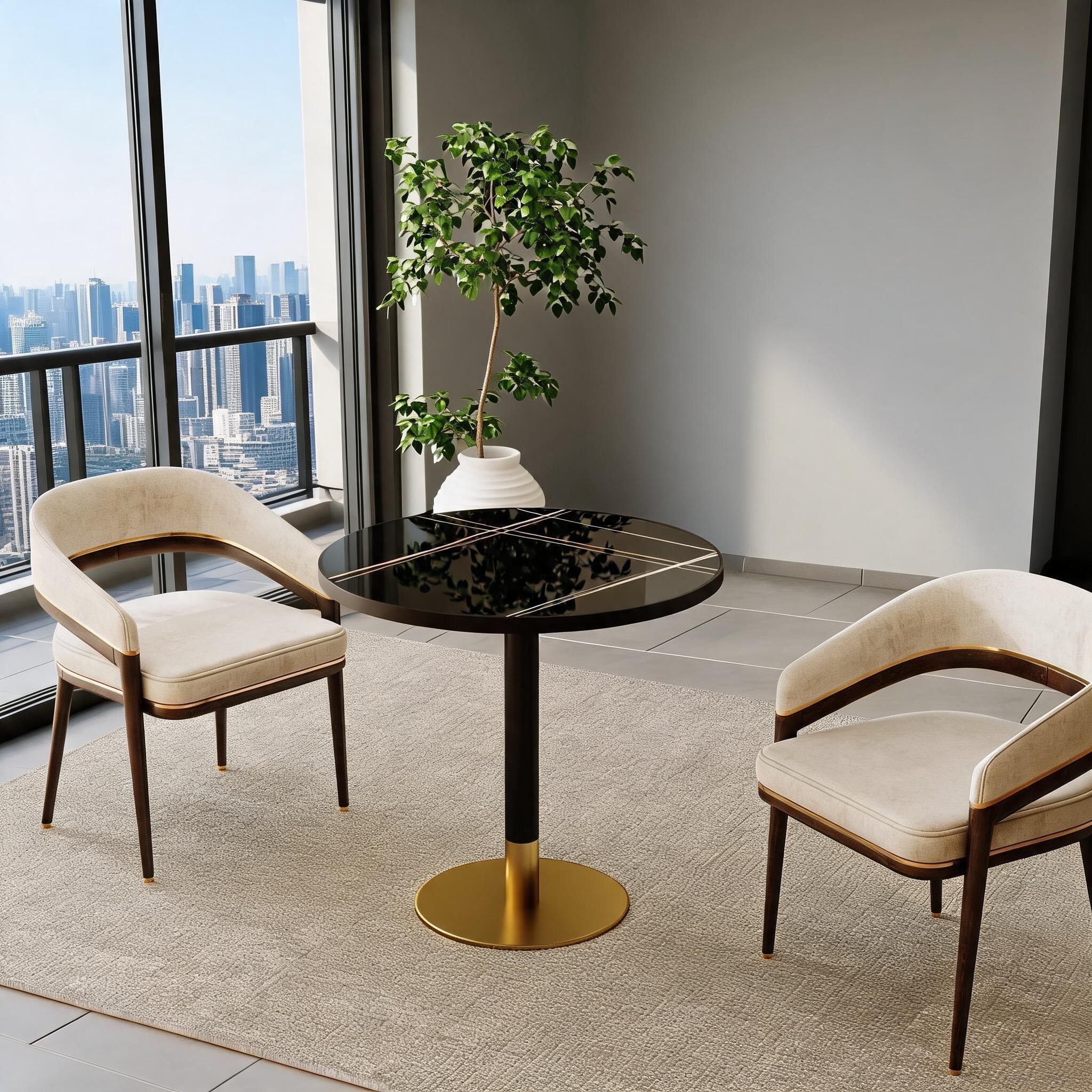 Watnature 2-Seat 31.5 Inch Round Modern Dining Bistro Table Slate Gray ...