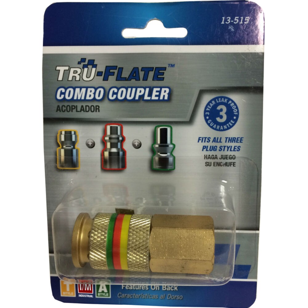 TRU-FLATE Combo Coupler 1/4 inch Female Brass Universal Push-to-Connect ...
