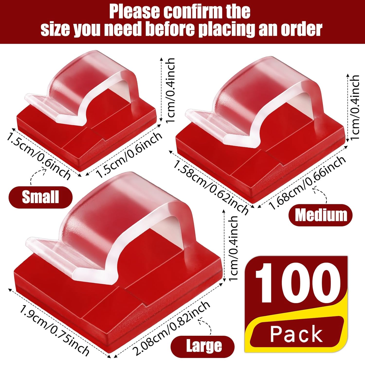 Etokfoks 100 Pcs Adhesive Cable Clips Bulk Wire Holder for Cord ...