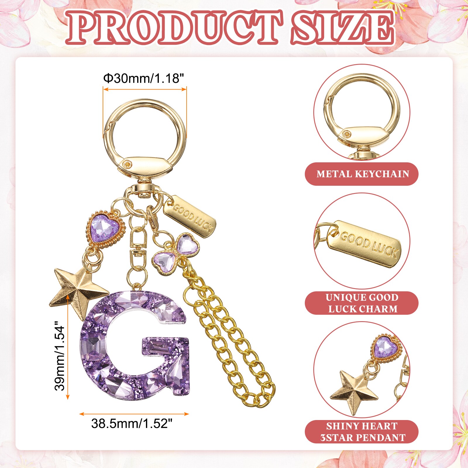 PATIKIL Initial Letter Keychain for Women Cute Letter Keychains Bling ...