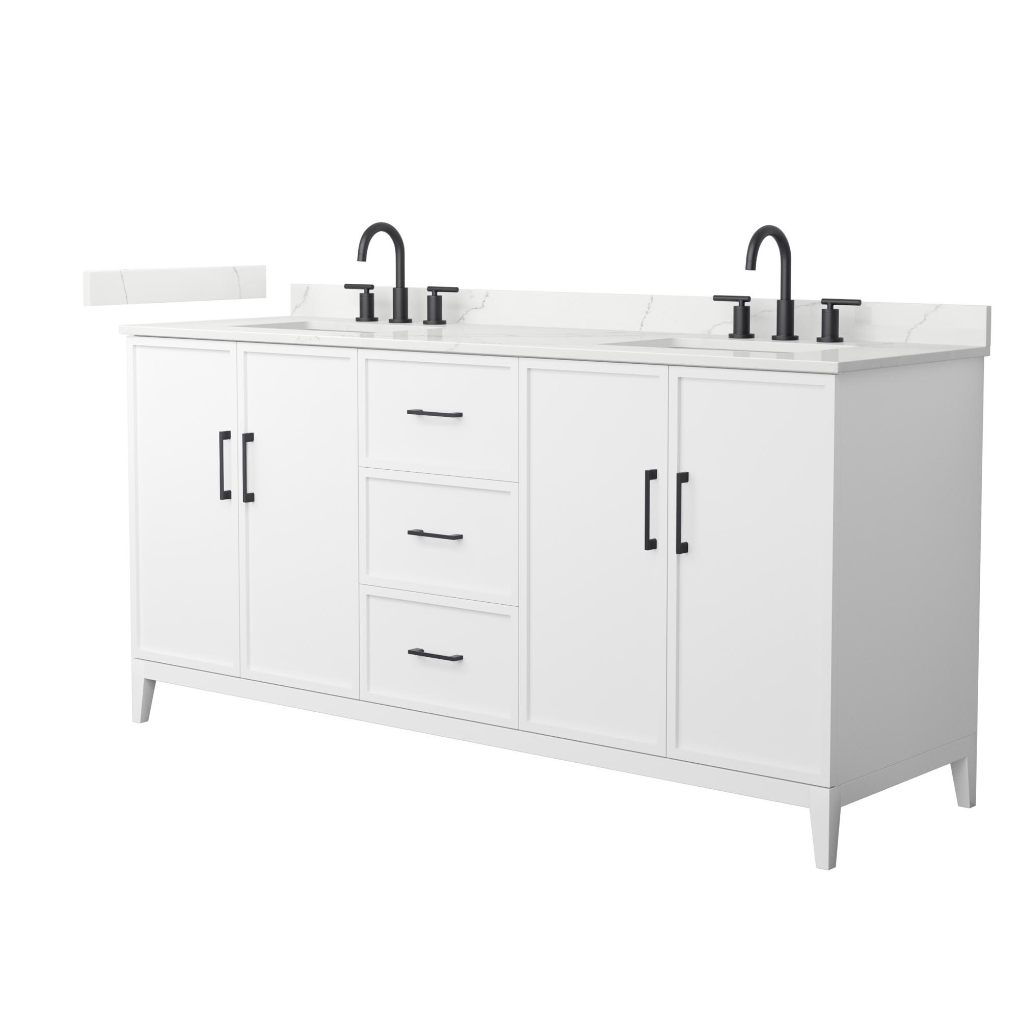 Wyndham Collection Elan 72-in White with Matte Black Trim Undermount ...