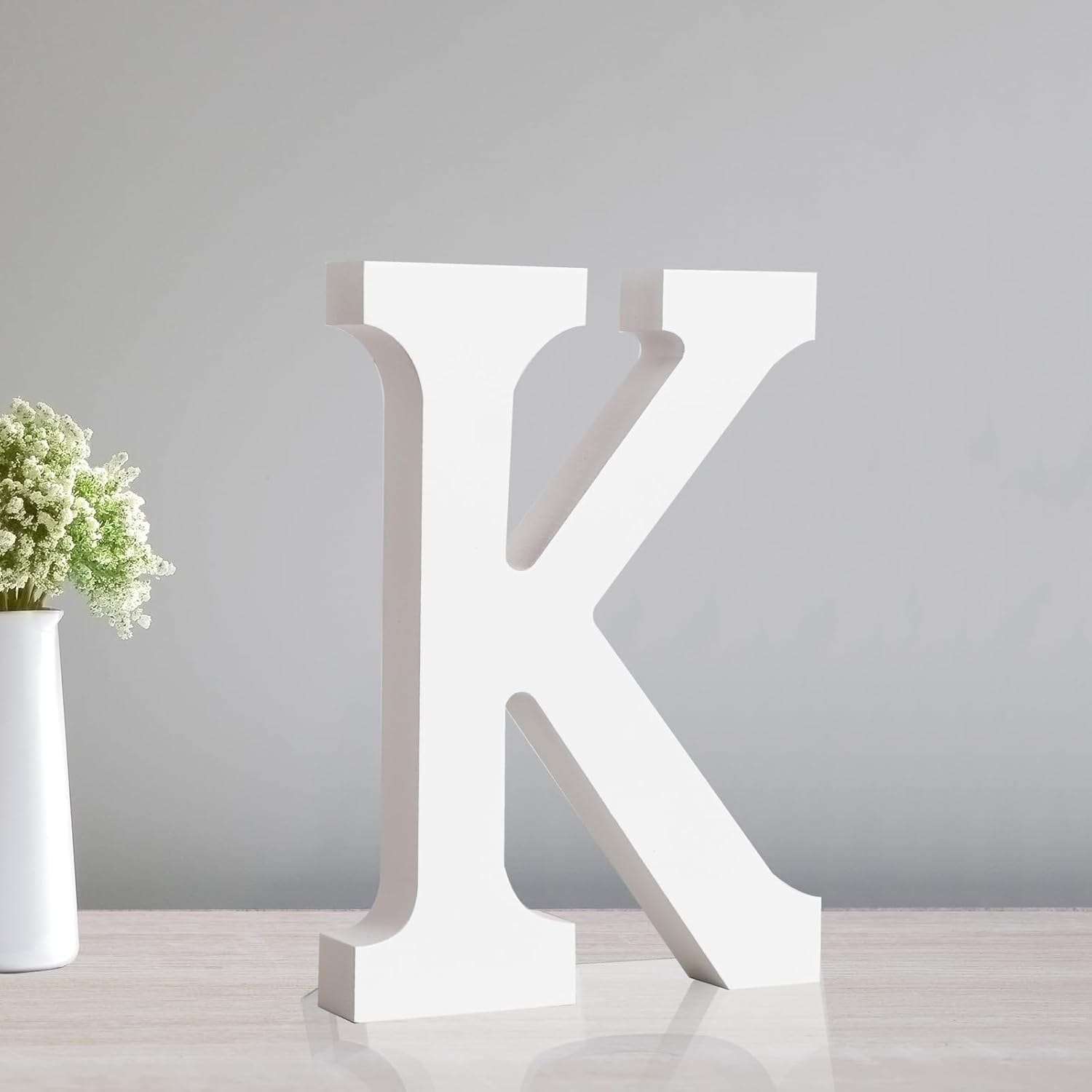 TONIFUL 7.8 Inch White Letter K Table Centerpiece Wooden Alphabet K DIY ...