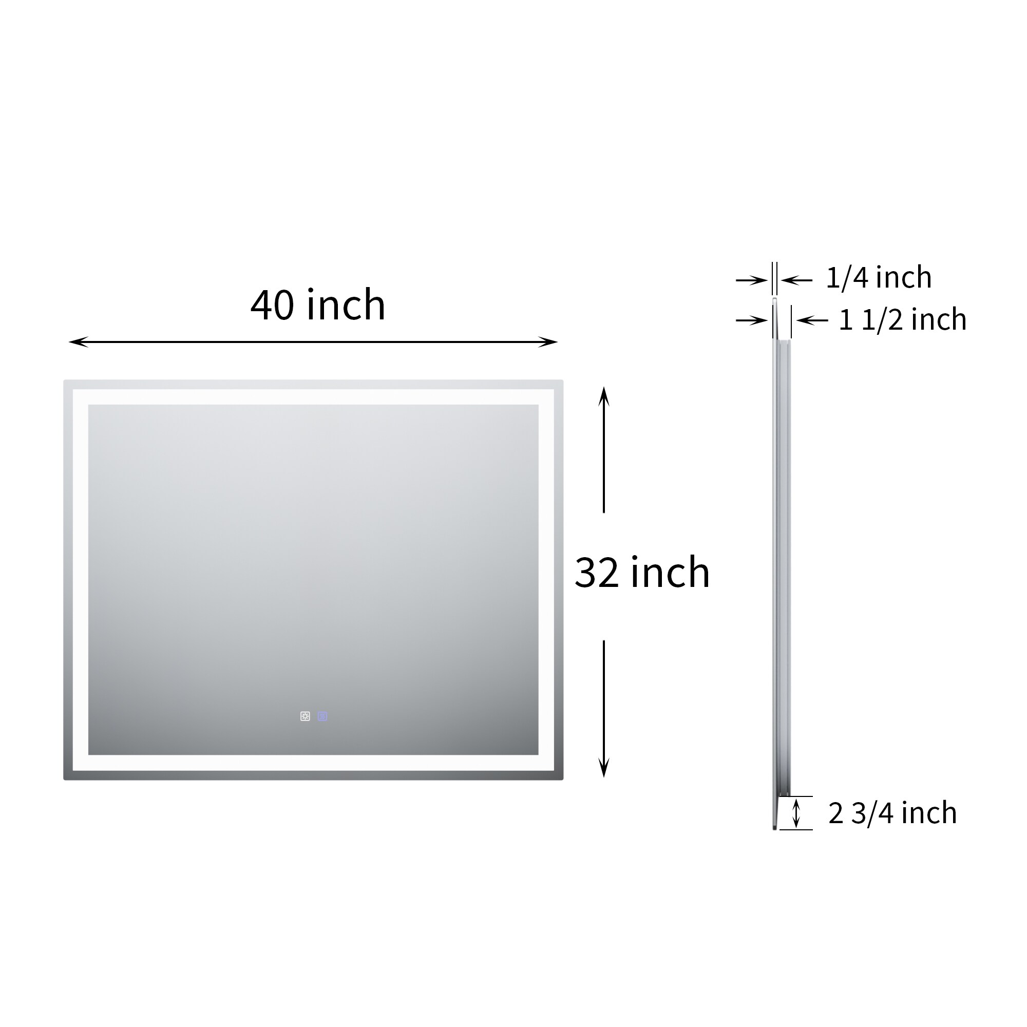 ExBrite 40-in x 32-in Frameless Rectangle Dimmable Lighted Fog Free ...