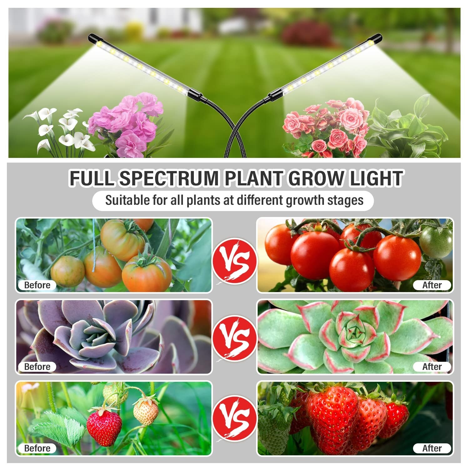 Anqtovp Plant Grow Light for Indoor Plants Full Spectrum 10 Level ...