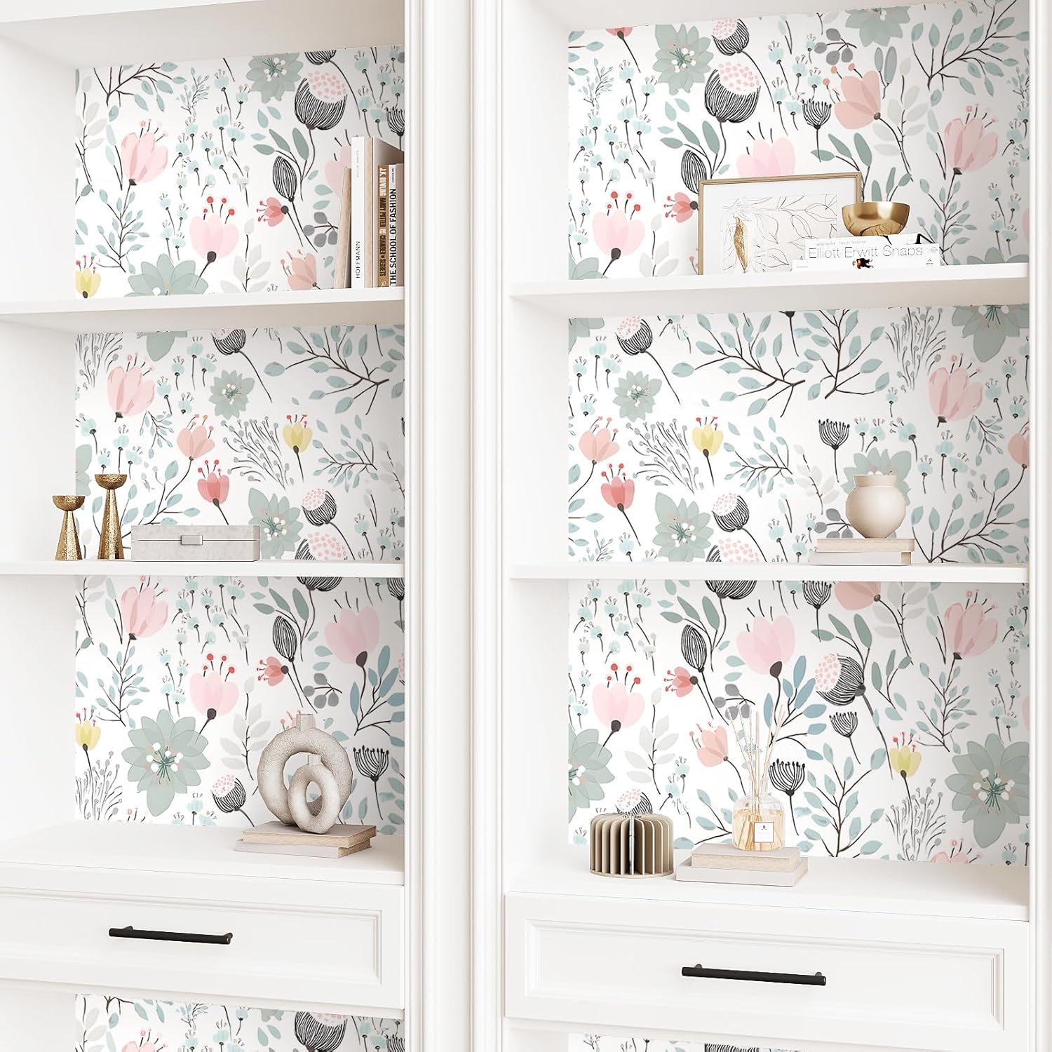 VEELIKE 17.7x118 Soft Pastel Floral Wallpaper Boho Floral Peel and ...