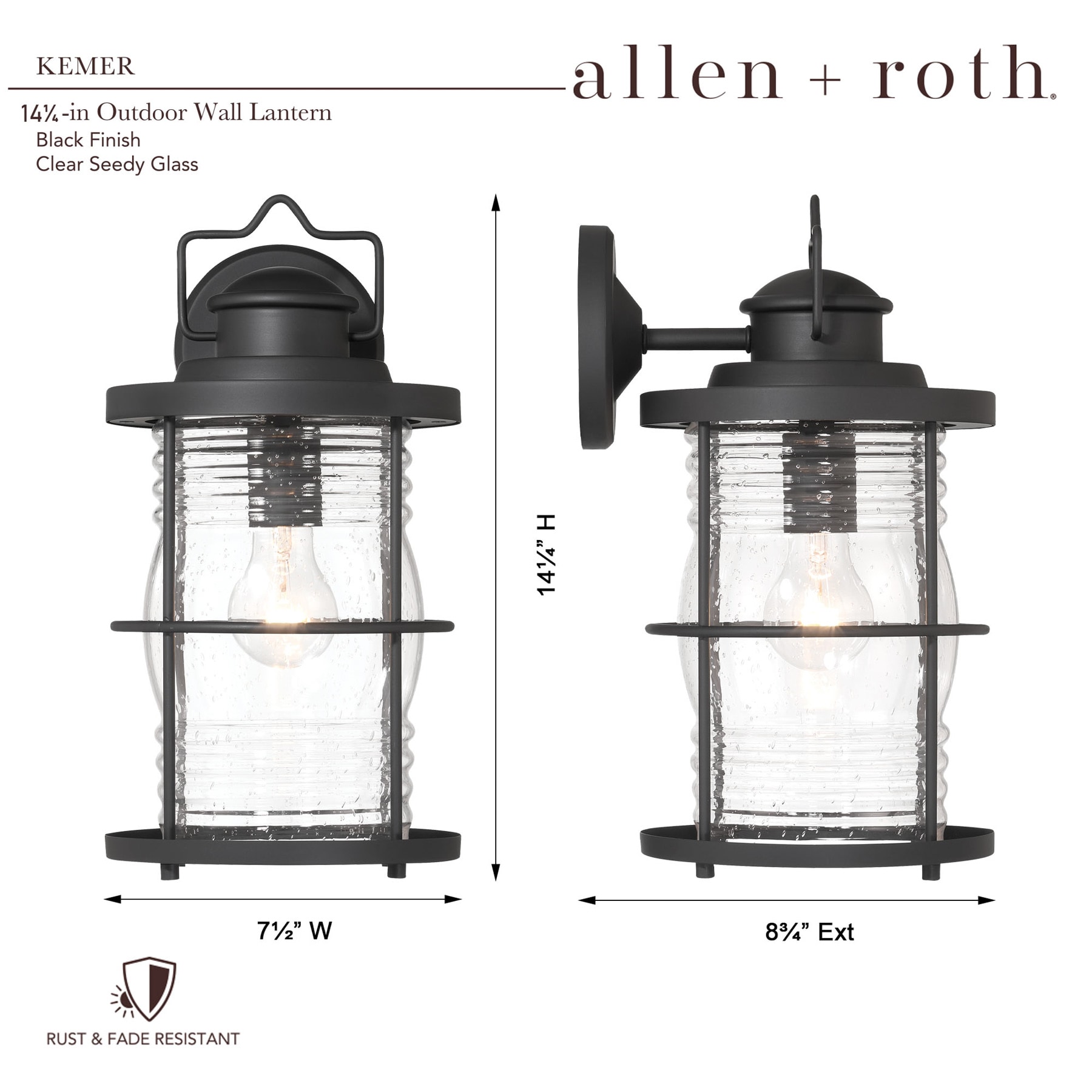 allen + roth Kerner 1-Light 14.25-in Black Led, Outdoor Wall Light in ...