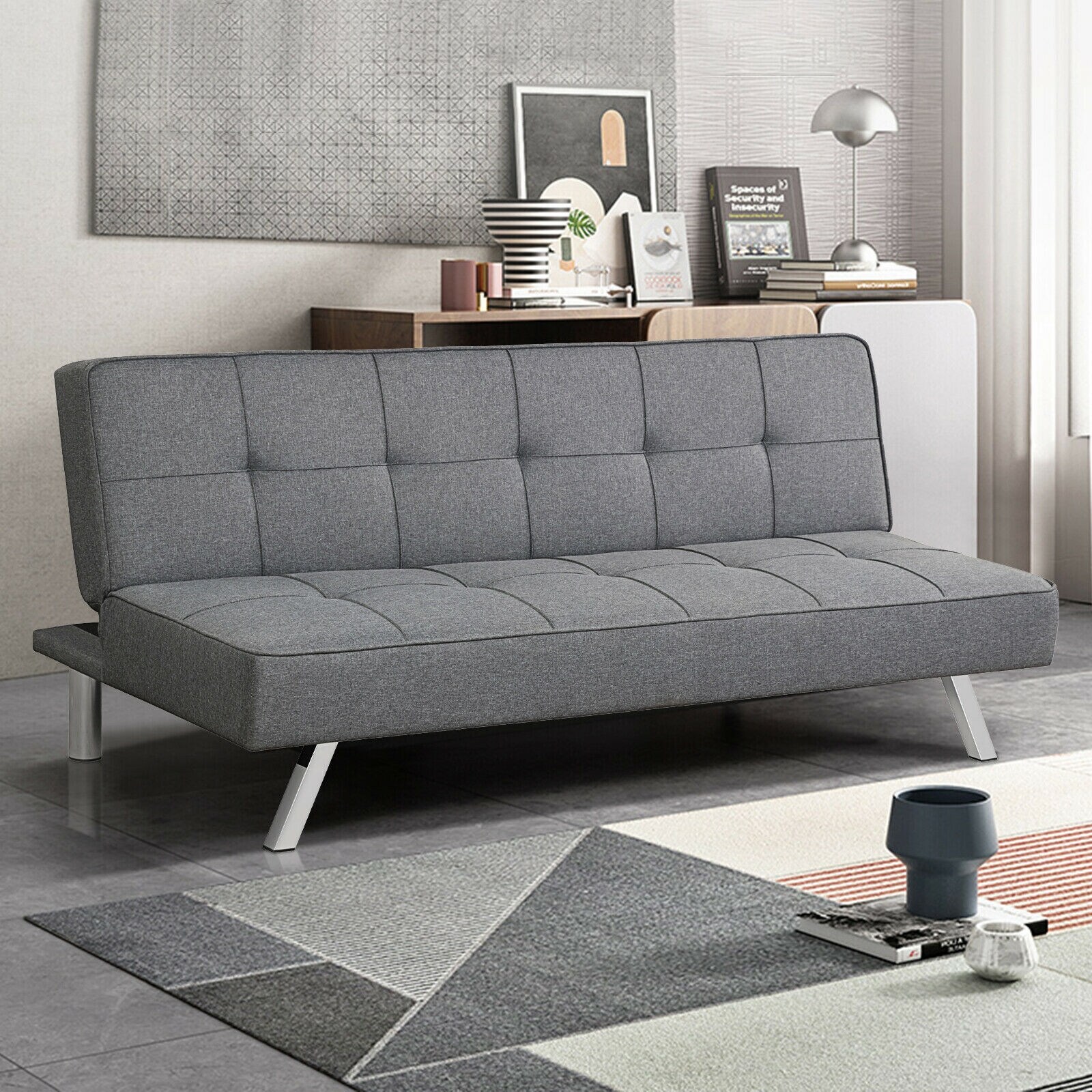 SUGIFT 3-Position Adjustable 3-Seat Convertible Sofa Bed With High ...