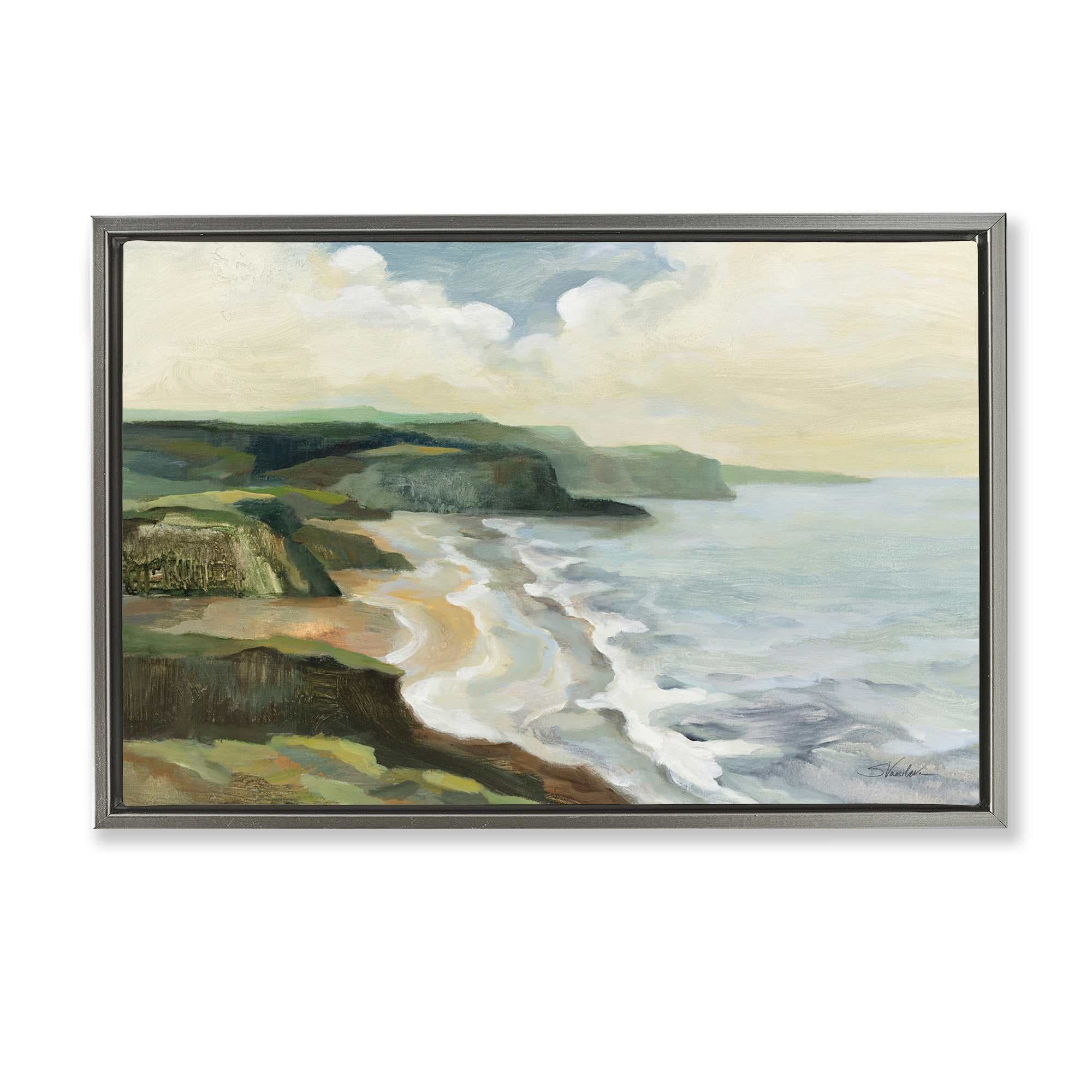 Stupell Industries Irish Coast Cliffs Gray Floating Frame Canvas Art 25 ...
