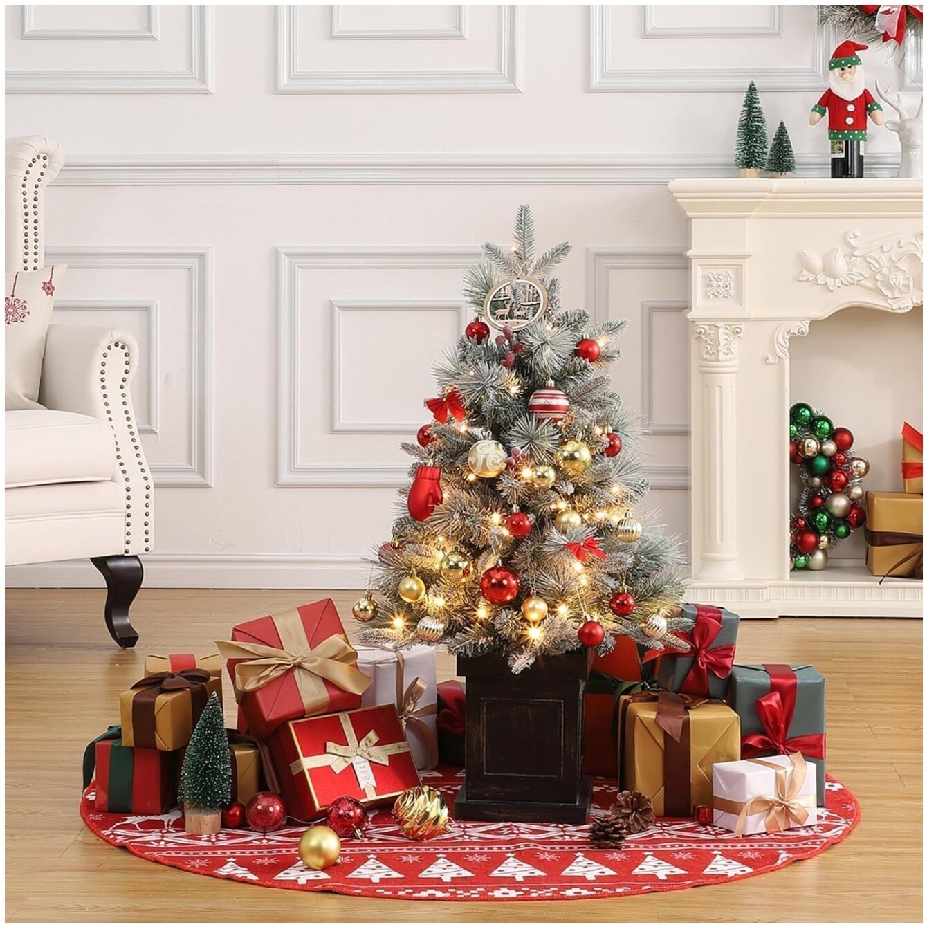 Garvee 3 Ft Christmas Tree with Square Shaped Base Artificial Holiday ...
