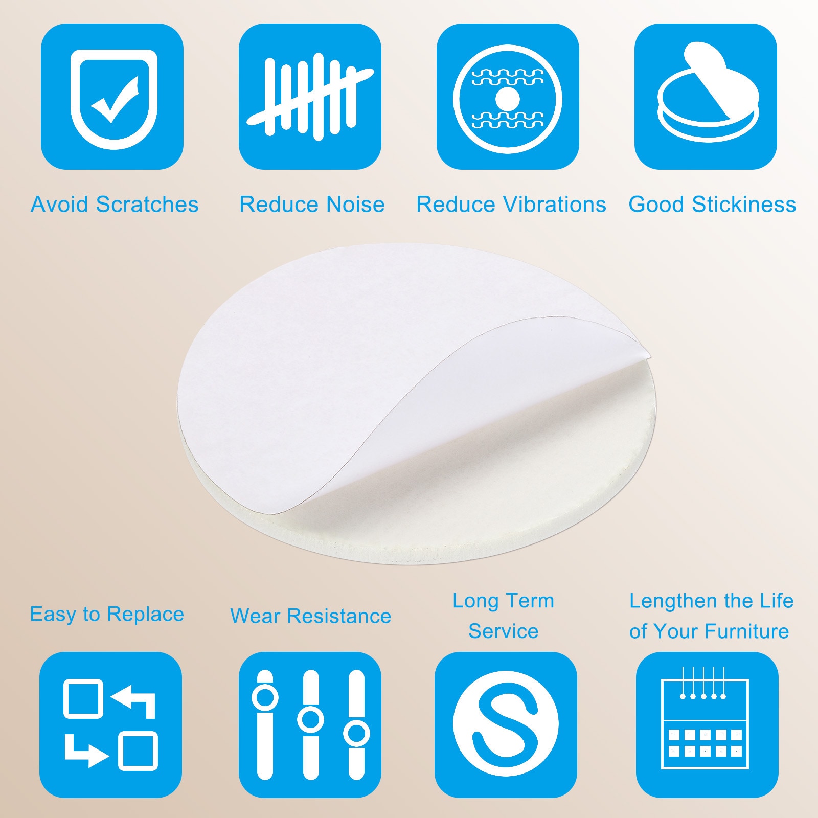 PATIKIL 4.5Inch Diameter Felt Furniture Pads 4pcs 1/5Inch Thick Lamp ...
