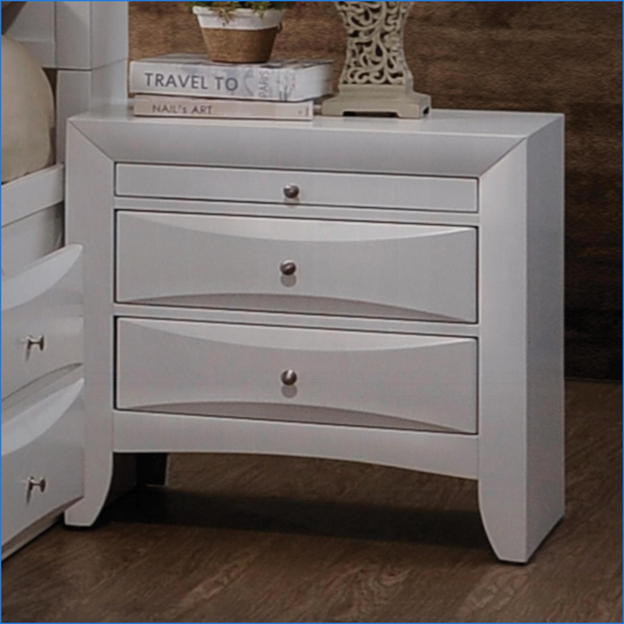 Watnature White Modern Wooden Nightstand with 2 Drawers amp Pull Out ...