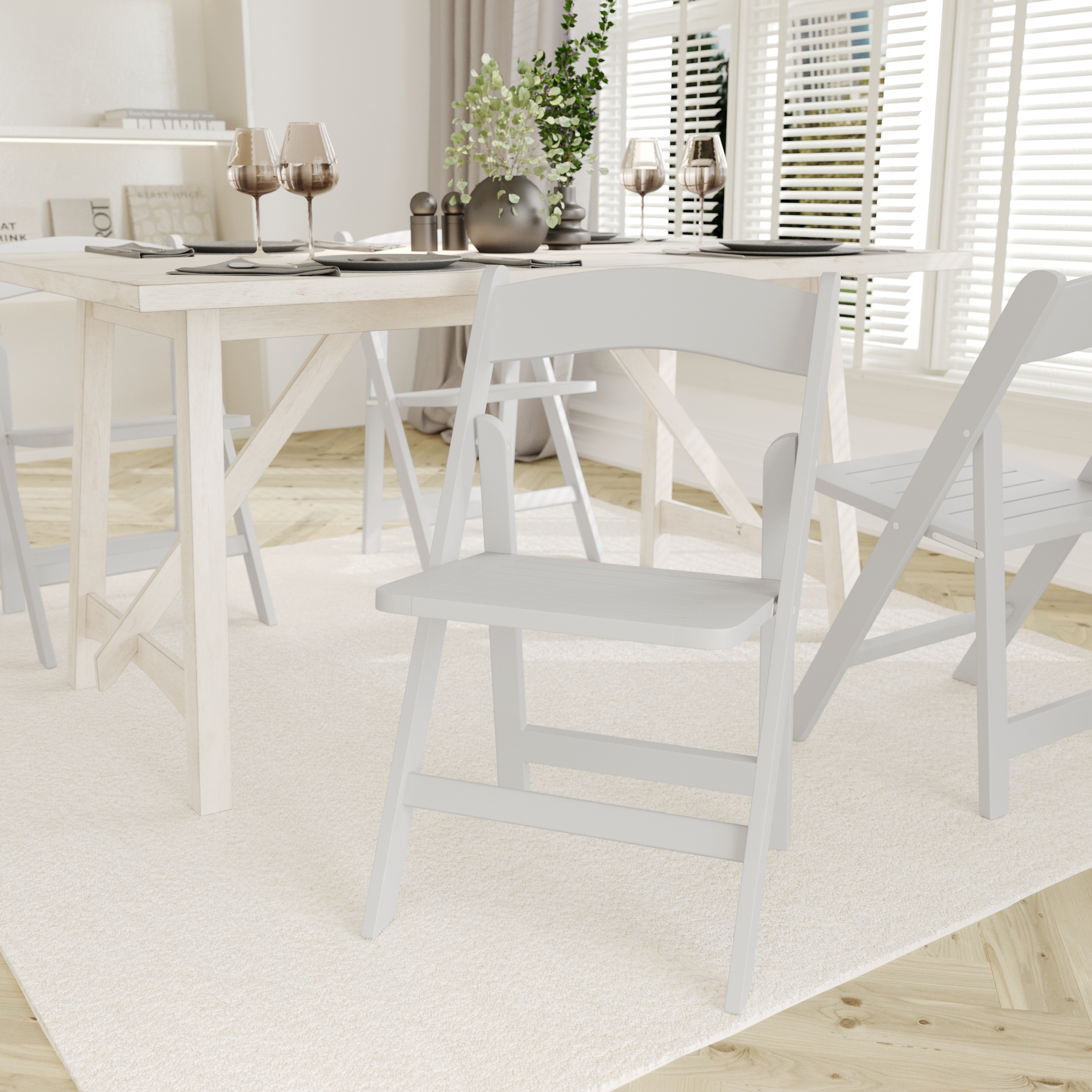 Emma + Oliver Magill Solid Wood Foldable Dining Chair with White Finish ...