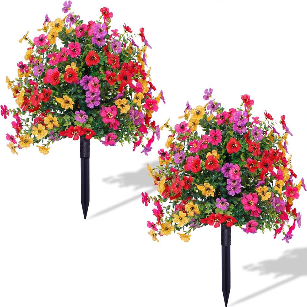 Garvee 1.97FT Artificial Trees with Ground Spike Set of 2 Weather ...