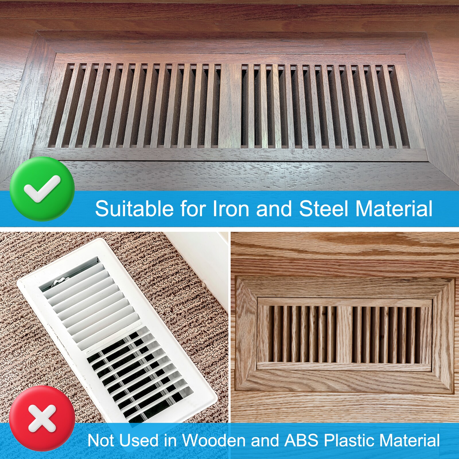 PATIKIL 16x9.5 Inch Magnetic Vent Cover 2pcs Floor Wall Air Registers ...