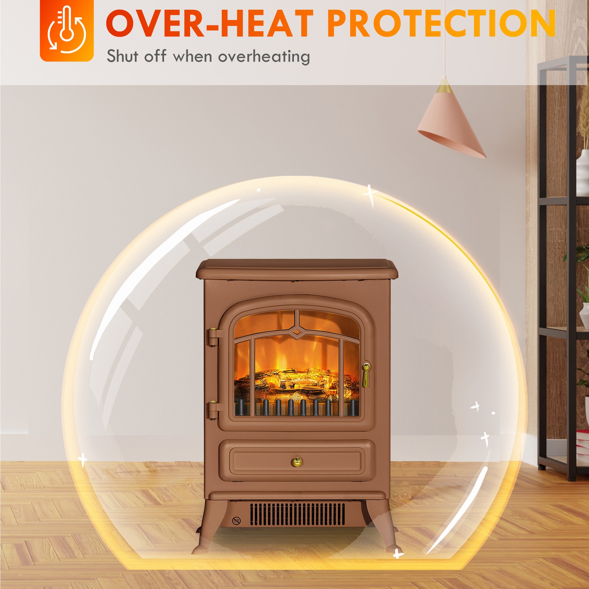 Bybafun 16.3-in W Brown(Assembly Required) Free standing Fan-forced ...