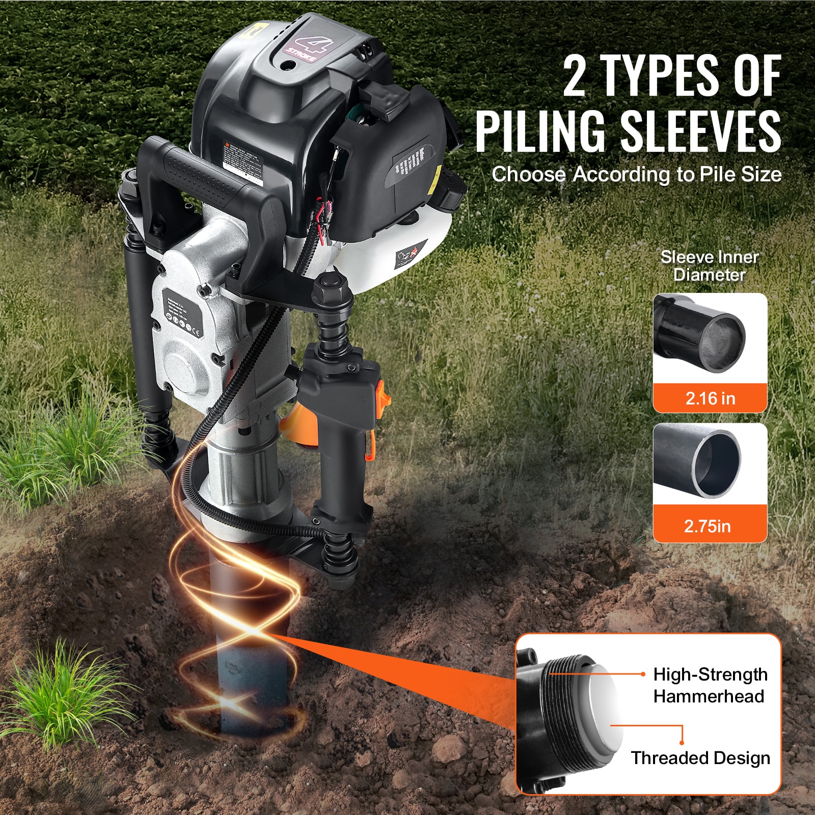 VEVOR 37.77cc Gas-Powered T Post Driver 4-Stroke Engine Gasoline Fence ...