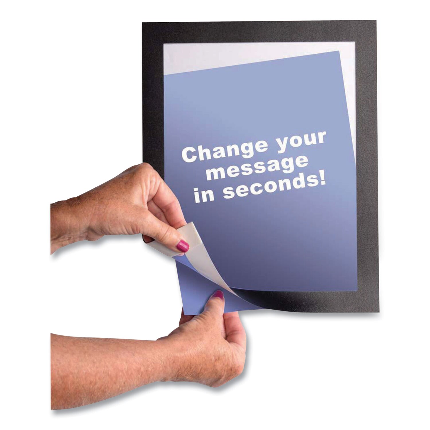 Deflecto Self Adhesive Sign Holders 11 x 17 Insert Clear with Black ...