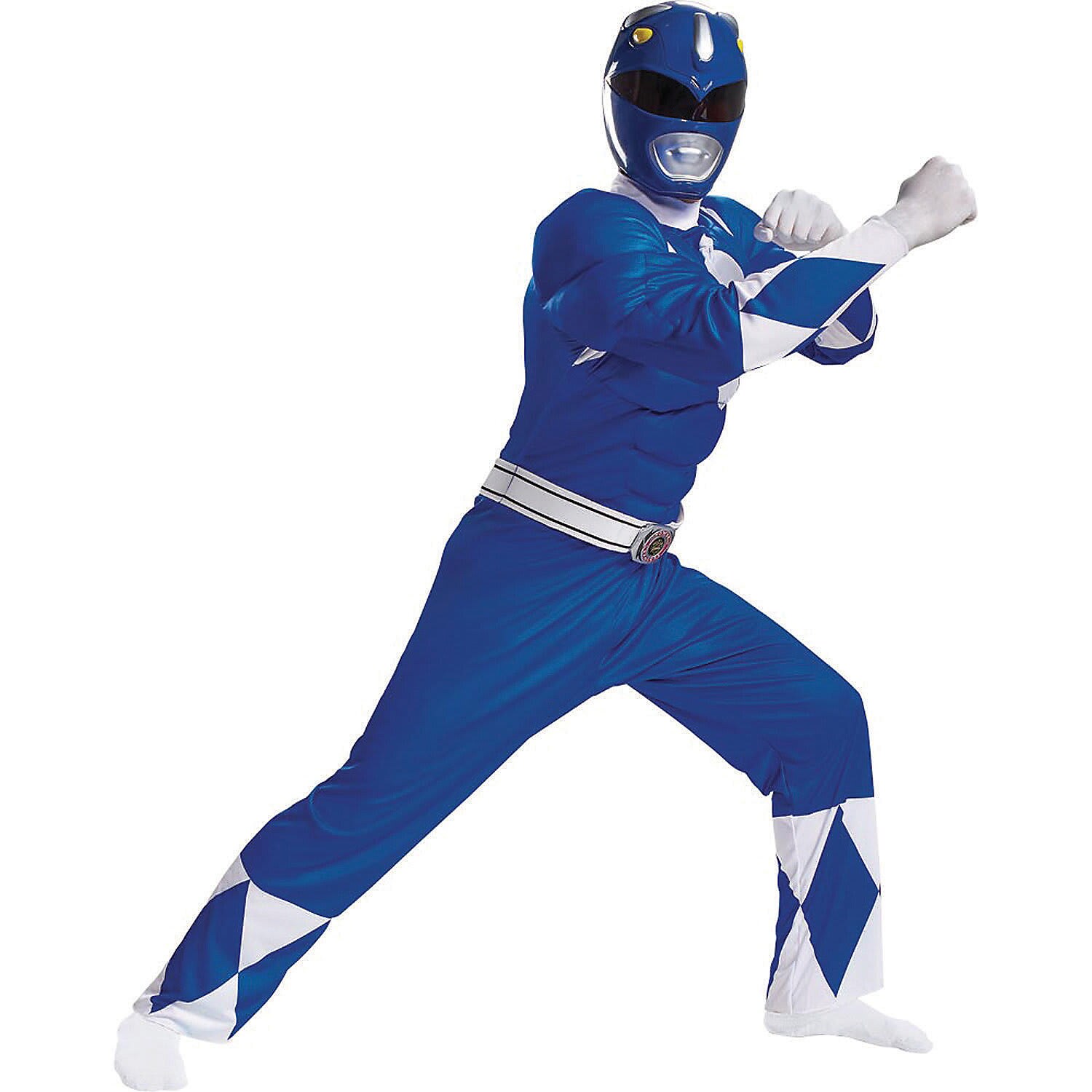 Disguise Men's Classic Muscle Mighty Morphin Power Ranger Blue Ranger ...