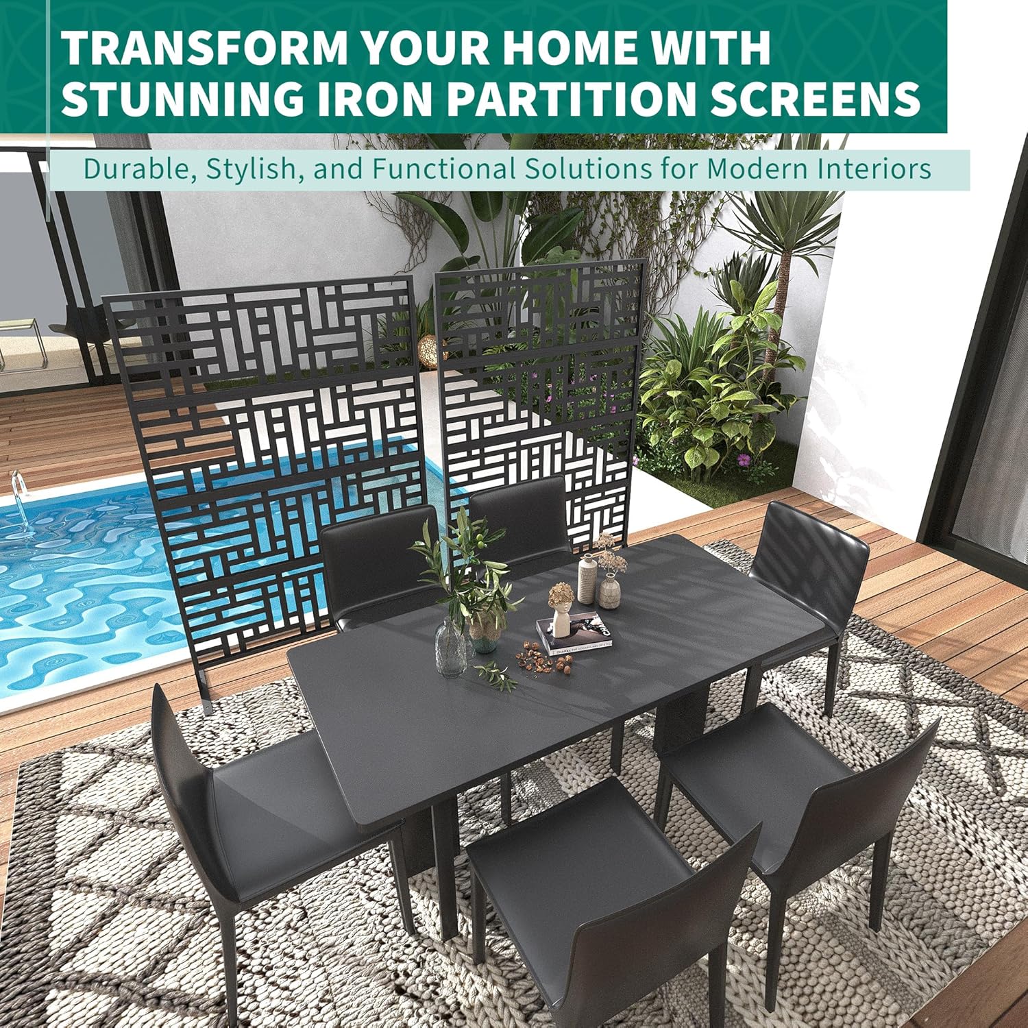 GarveeLife 1pcs Metal Privacy Screen for Outdoor Patio Freestanding ...