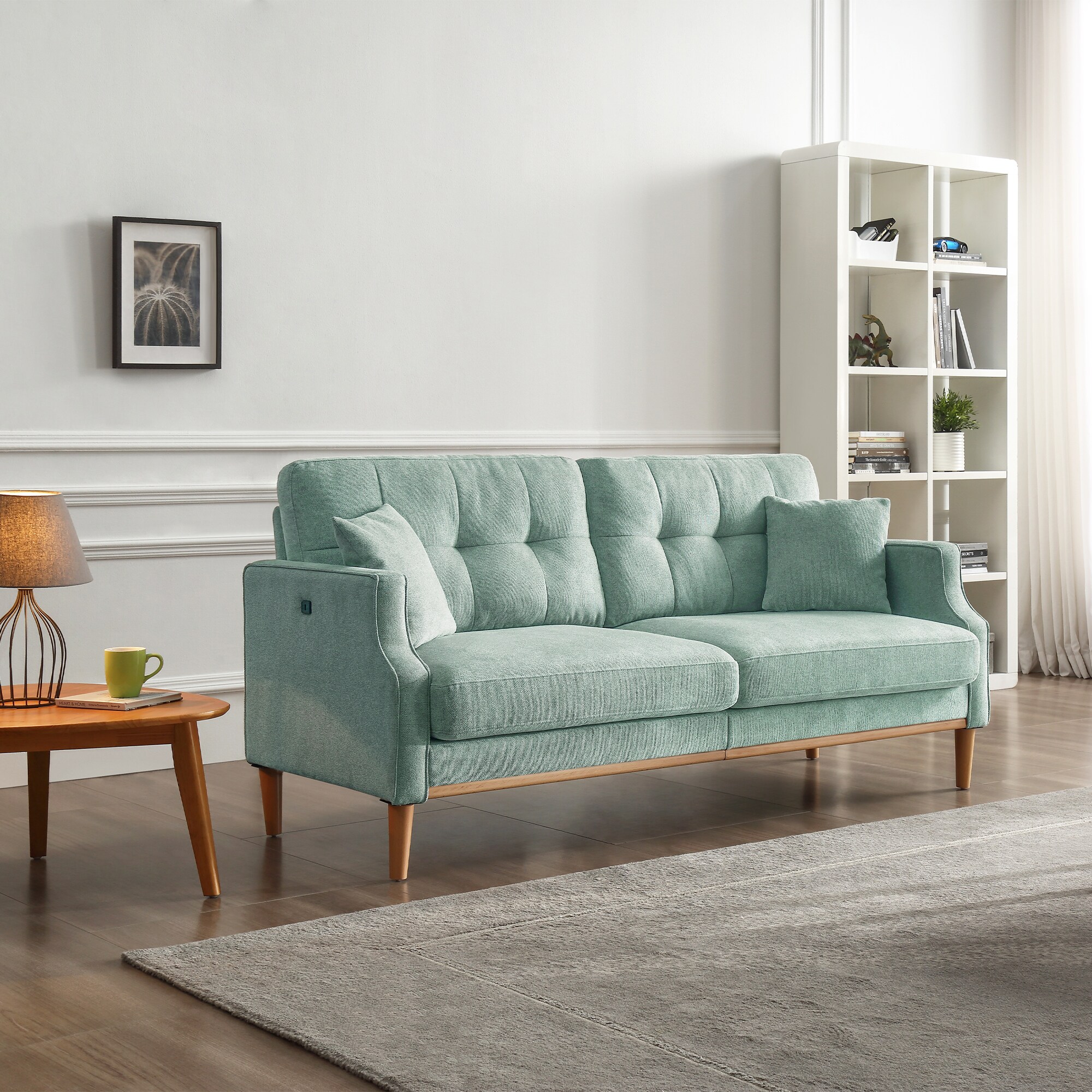 GDFStudio Tolston Modern Upholstered 70 in. 3-Seater Sofa with USB ...