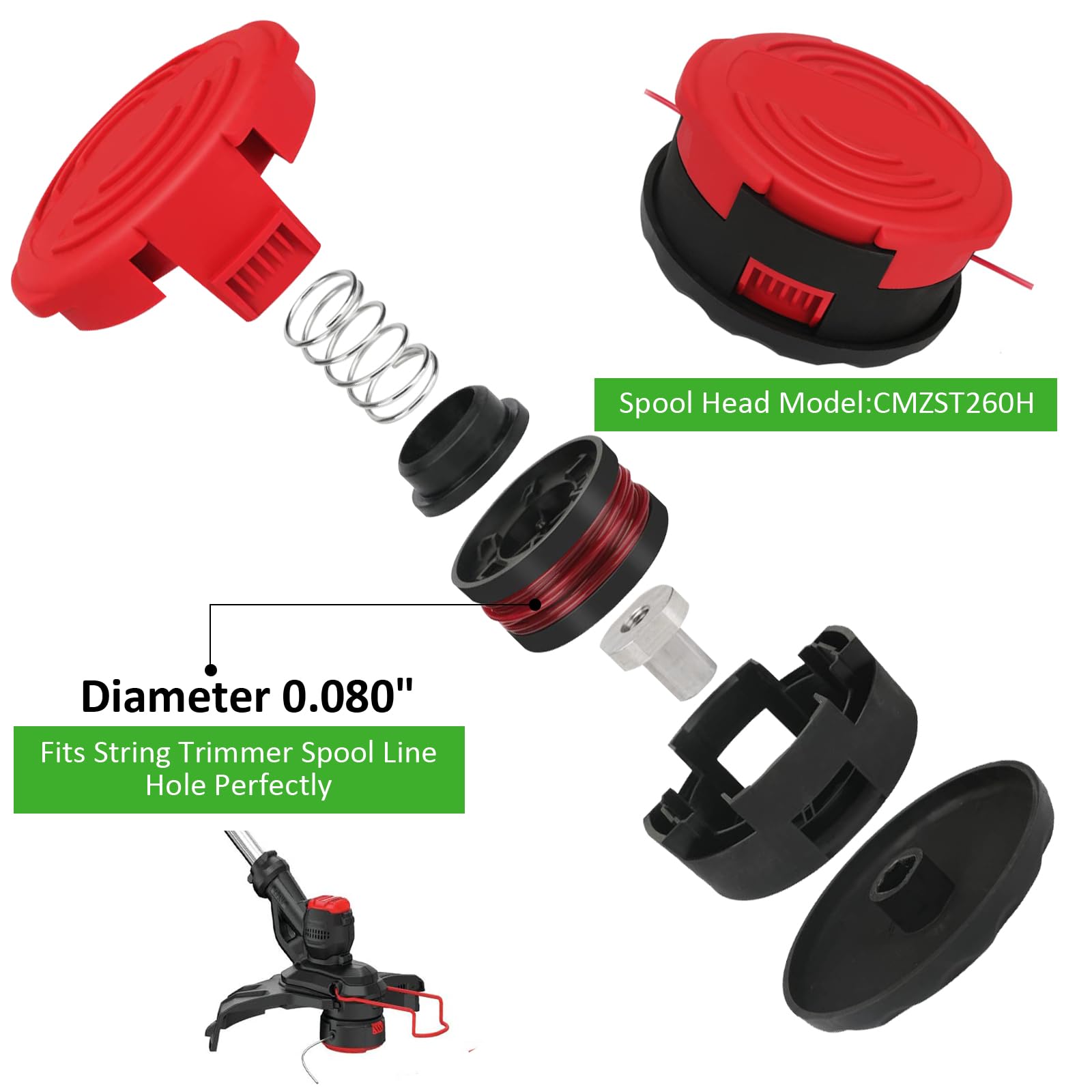 ITOPFOX String Trimmer Spool Head Replacement for Select Quickwind ...