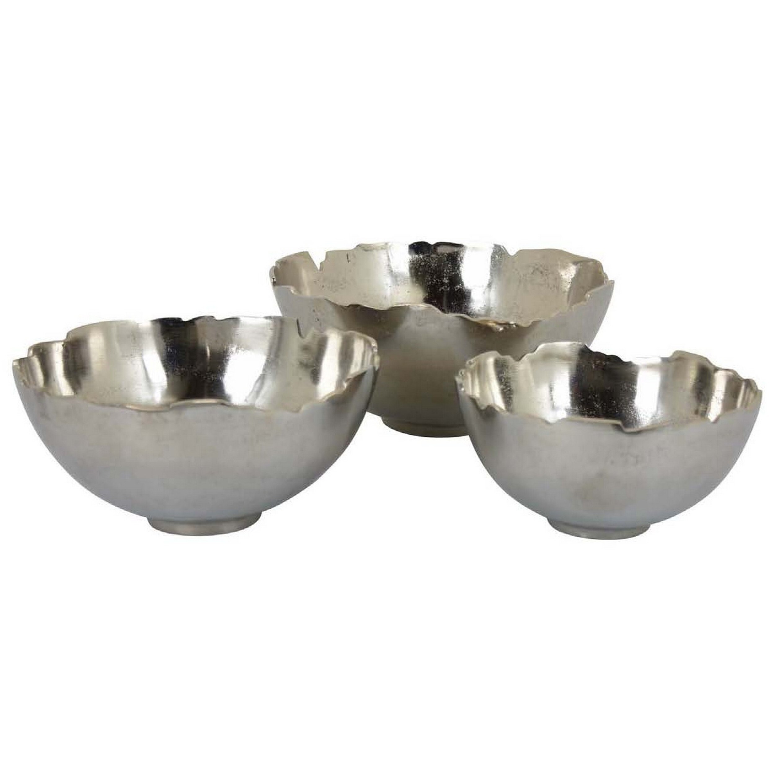 Benzara 3 -Pack Silver Metal Modern Decorative bowl at Lowes.com