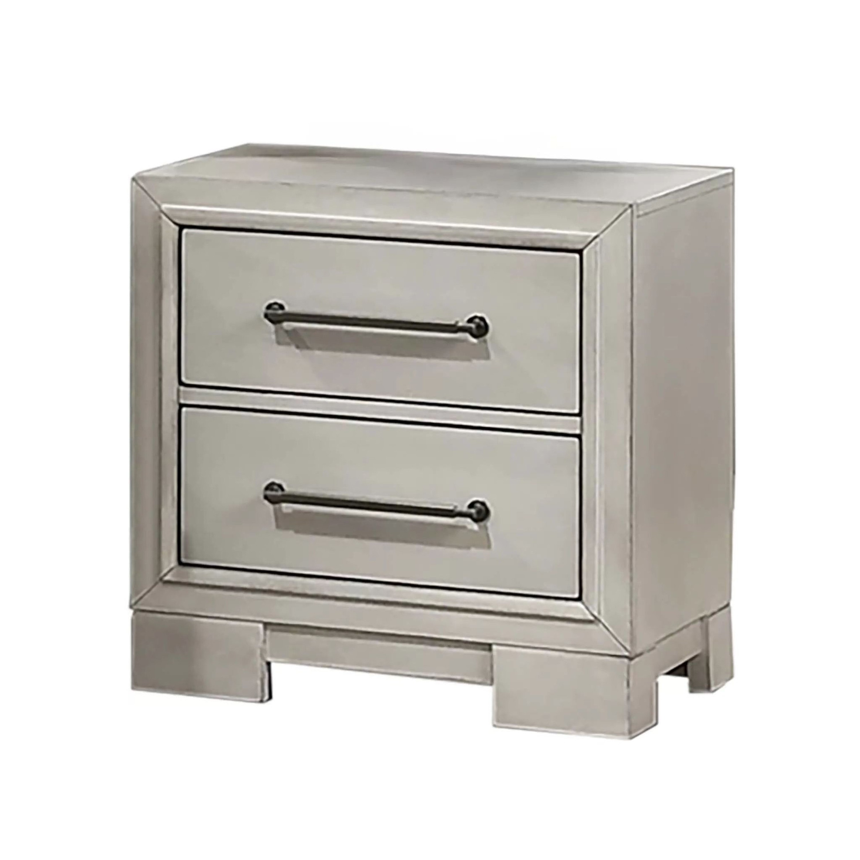 Benzara Jaxen Nightstand End Table-Antique White Rubberwood-2 Drawers ...