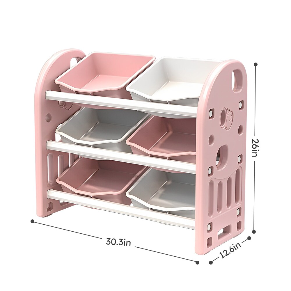 Qeetex Kids Toy Storage Organizer with 6 Removable Bins Multi-Purpose 3 ...