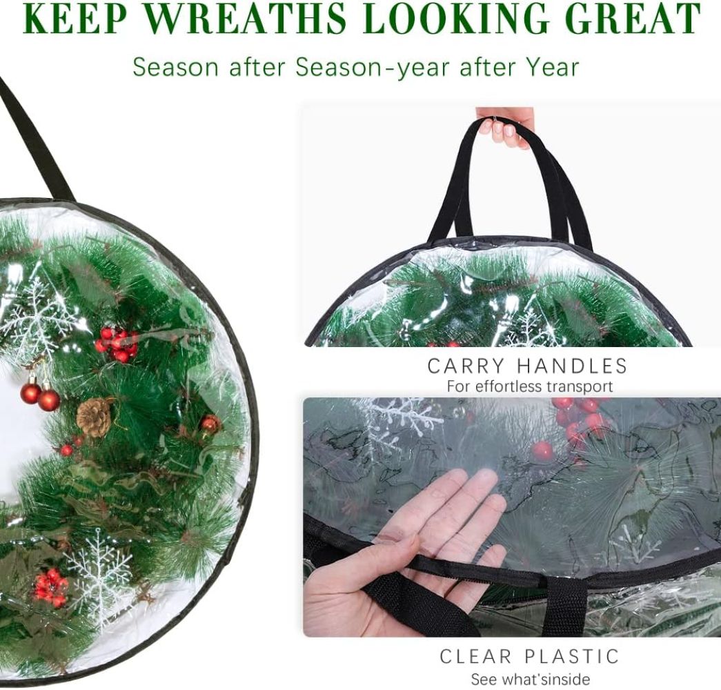 Misopily 2 Pack 24 x 24 x 8 Inch Clear Christmas Wreath Storage ...