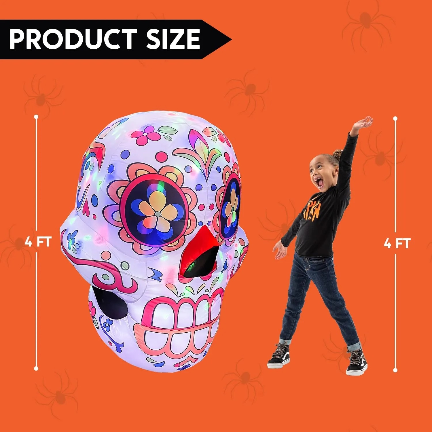 Joiedomi 4-ft Freestanding Lighted Skull Inflatable 30525 at Lowes.com