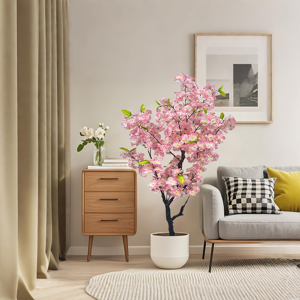 Der Rose Cherry Blossom Artificial Trees 5Ft Tall Realistic Fake Tree ...