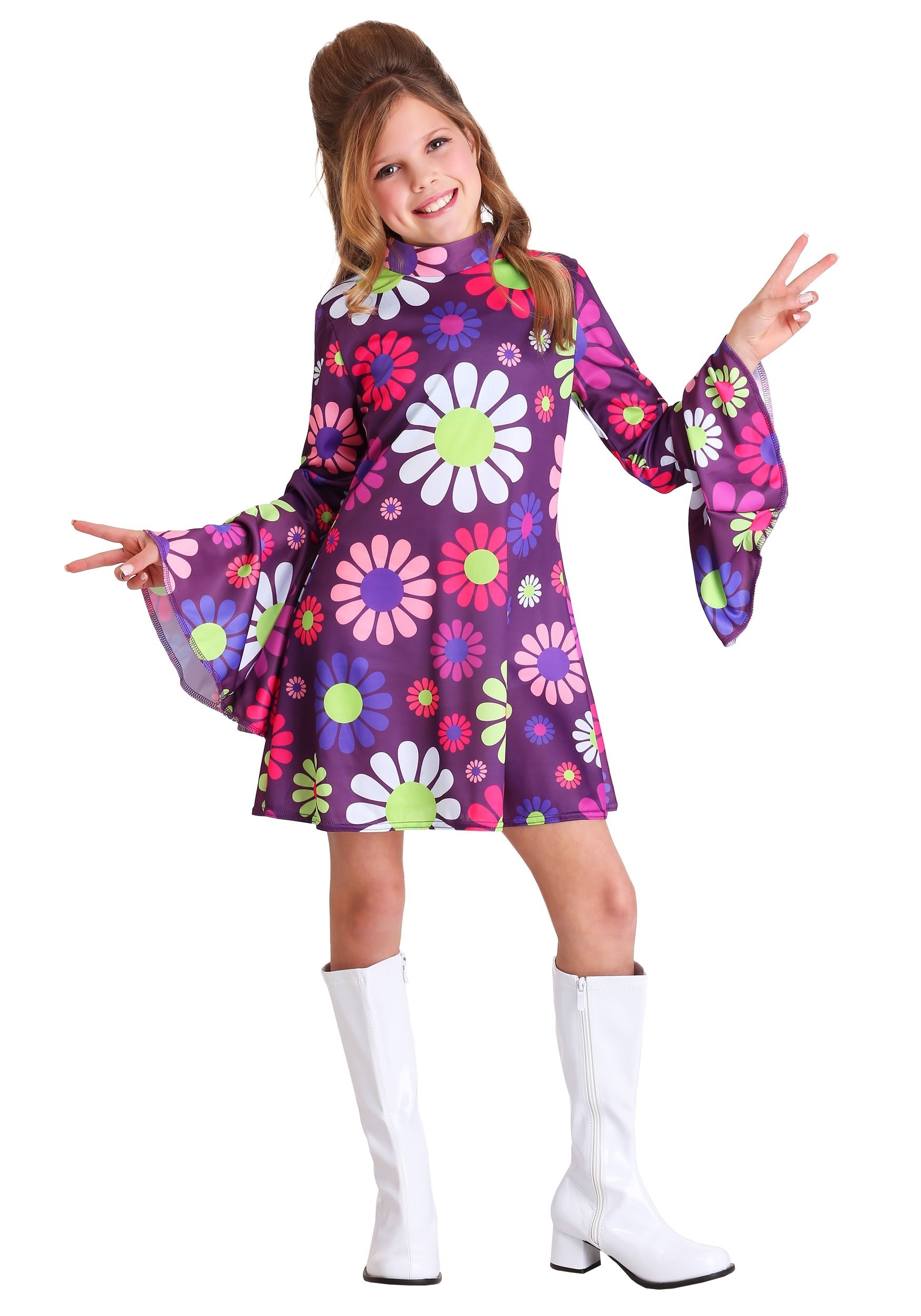 HalloweenCostumes.com FUN Costumes Far Out Hippie Girl's Costume Large ...