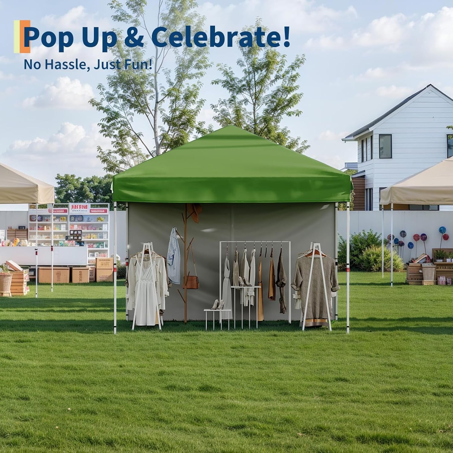 Garvee 10x10 Pop Up Canopy Tent with 3 Sidewalls- Heavy Duty Shelter ...