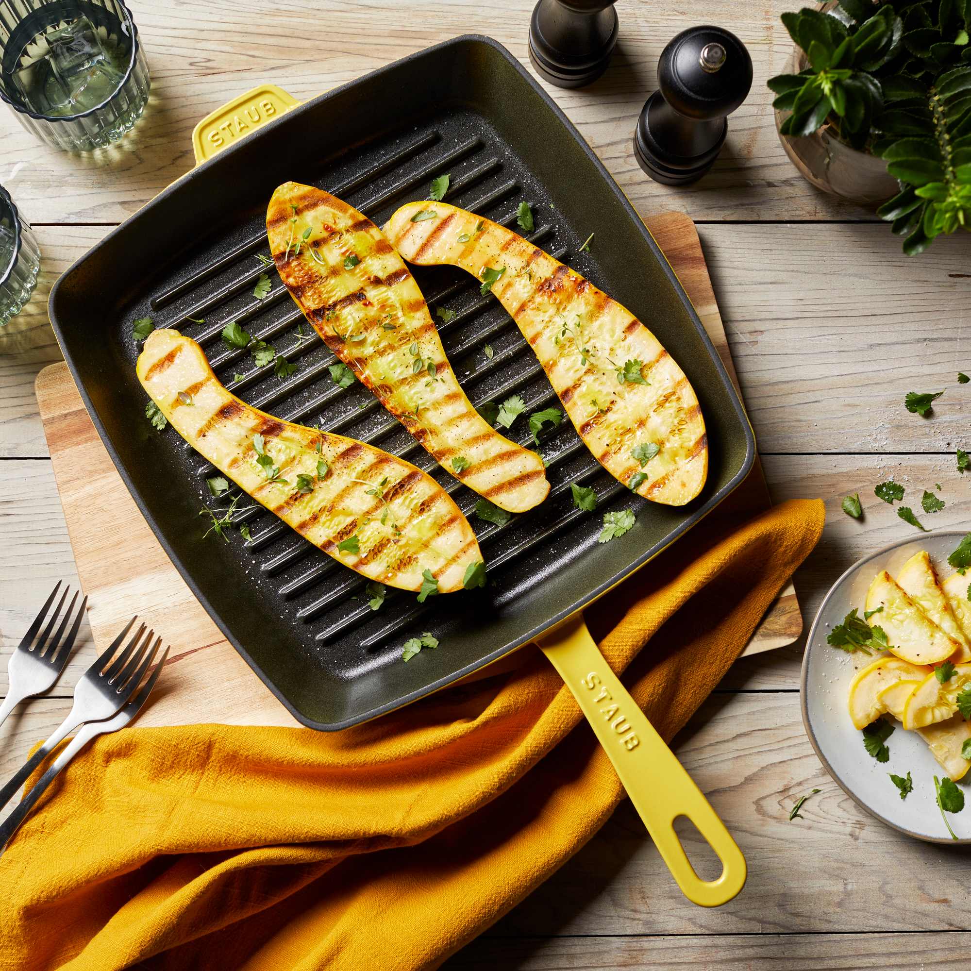STAUB Cast Iron 12inch Square Grill Pan Citron in the Grill Cookware ...
