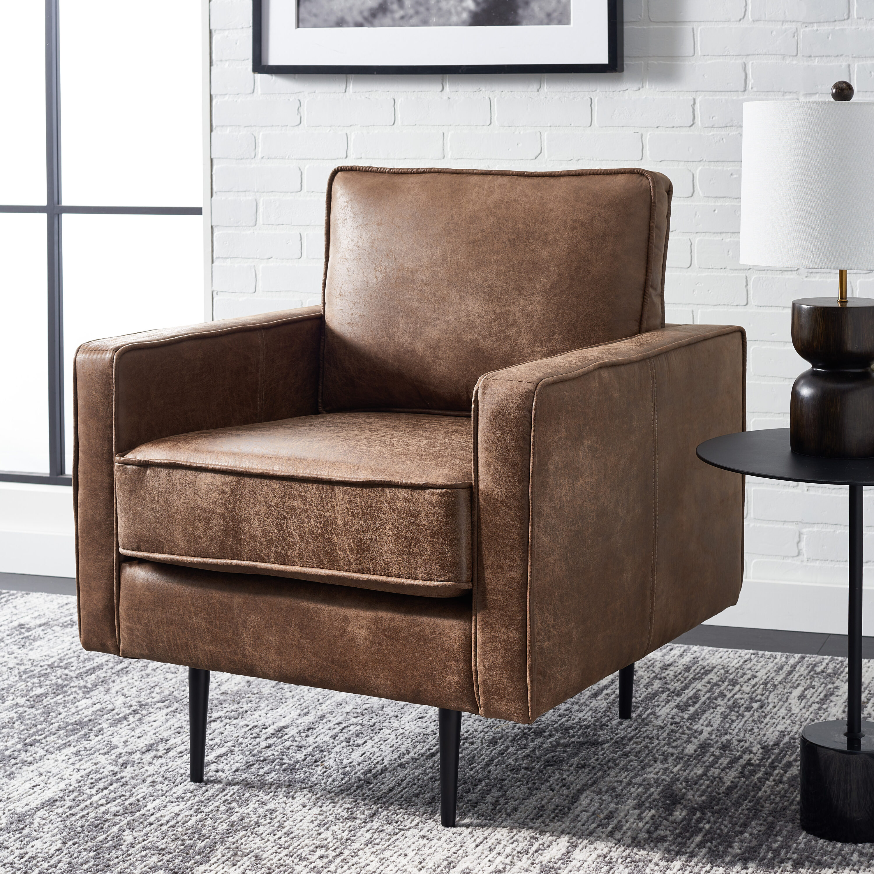 Safavieh 30.7-in W Modern Brown/Black Accent Armchair in the Chairs ...
