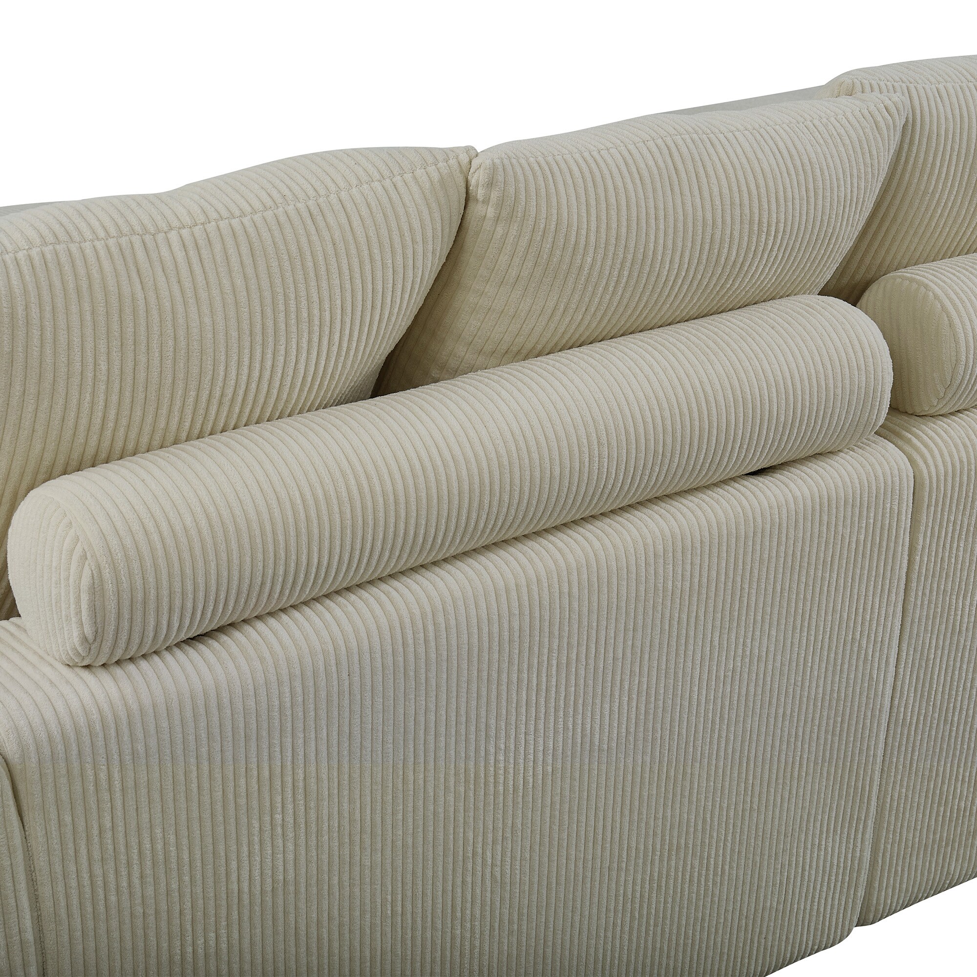 Sofa 145.8-in W Casual Beige 3-seater Reclining Sectional with ...