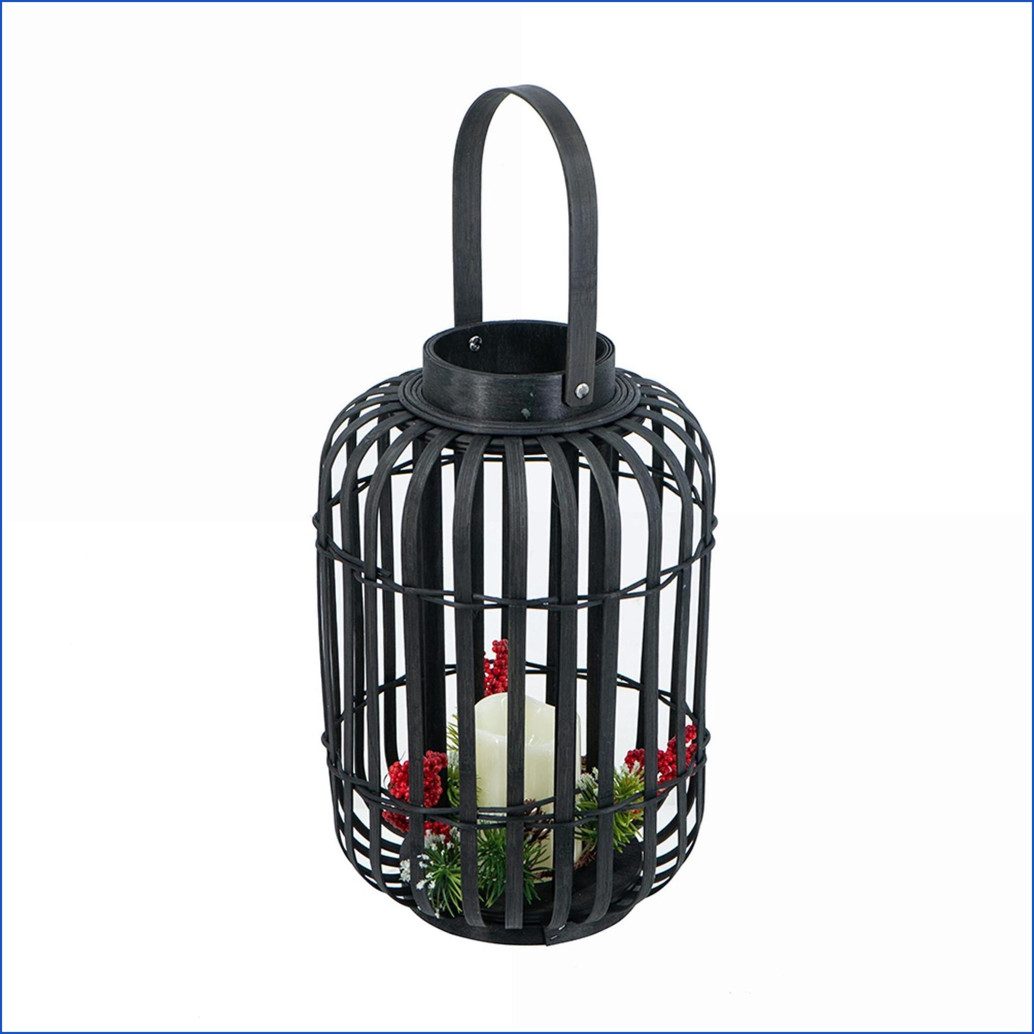 Watnature Garden Lantern 9.3 times 9.3 times 13.8 Inch Black Bamboo ...