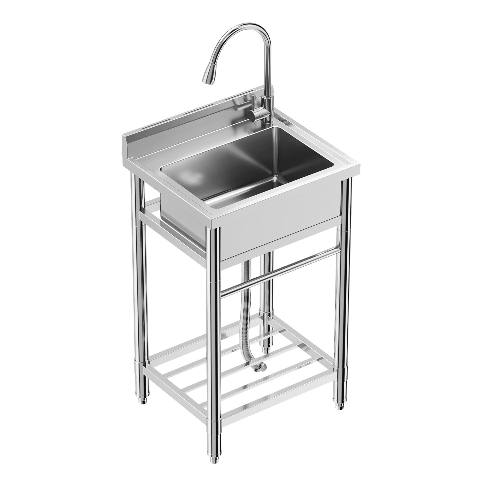 GarveeLife Commercial Stainless Steel Kitchen Freestanding Sink Utility ...