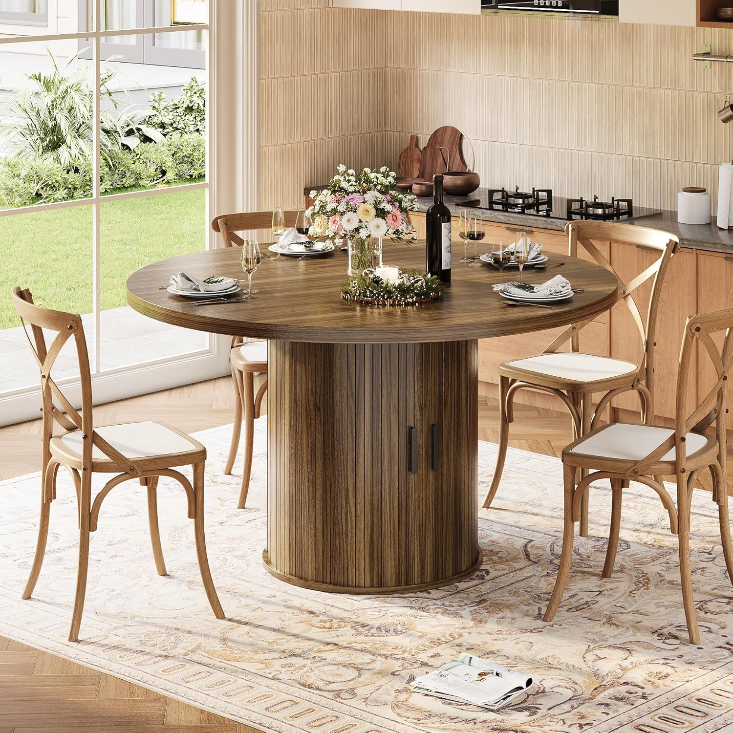 IdealHouse 47 in Round Dining Table for 4 to 6 Modern Kitchen Dinner ...