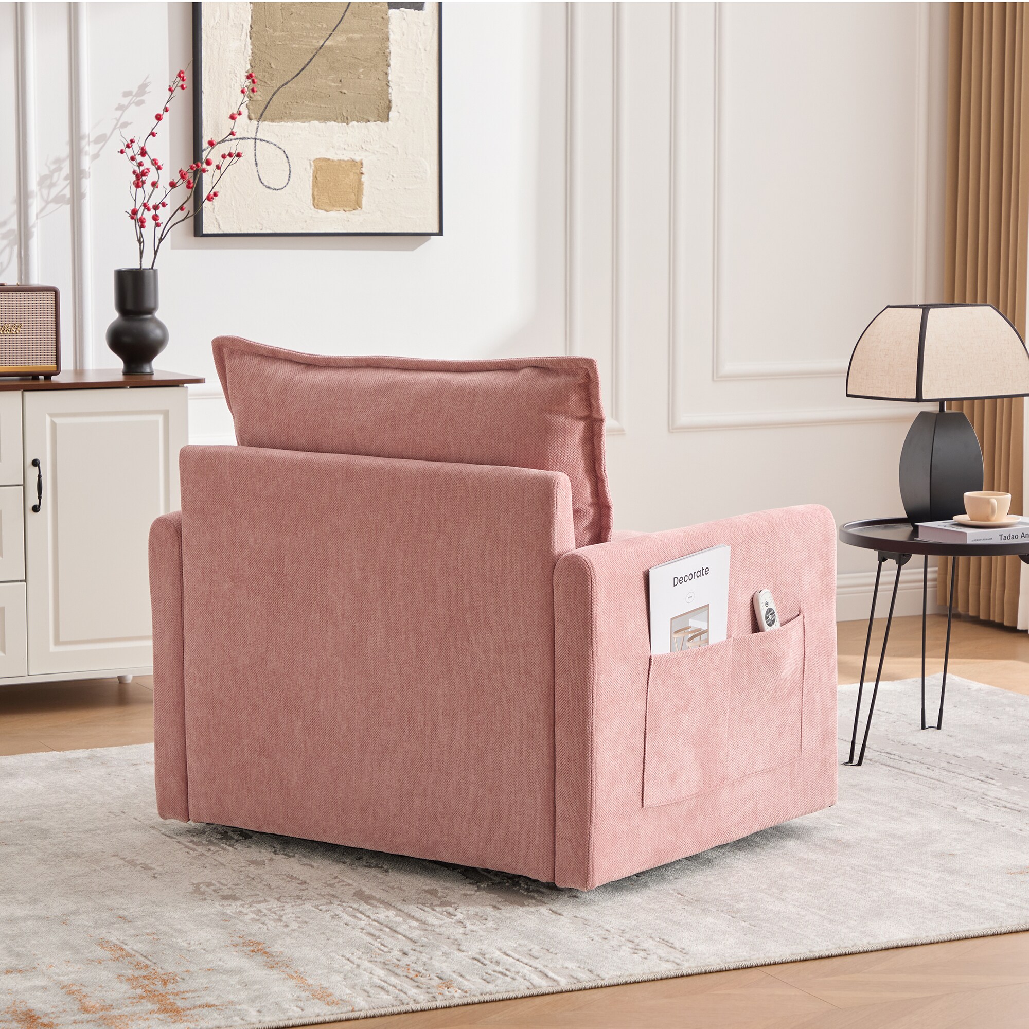 Angel Sar Mid Century Modern Swivel Barrel Chair Chenille Accent Chair ...