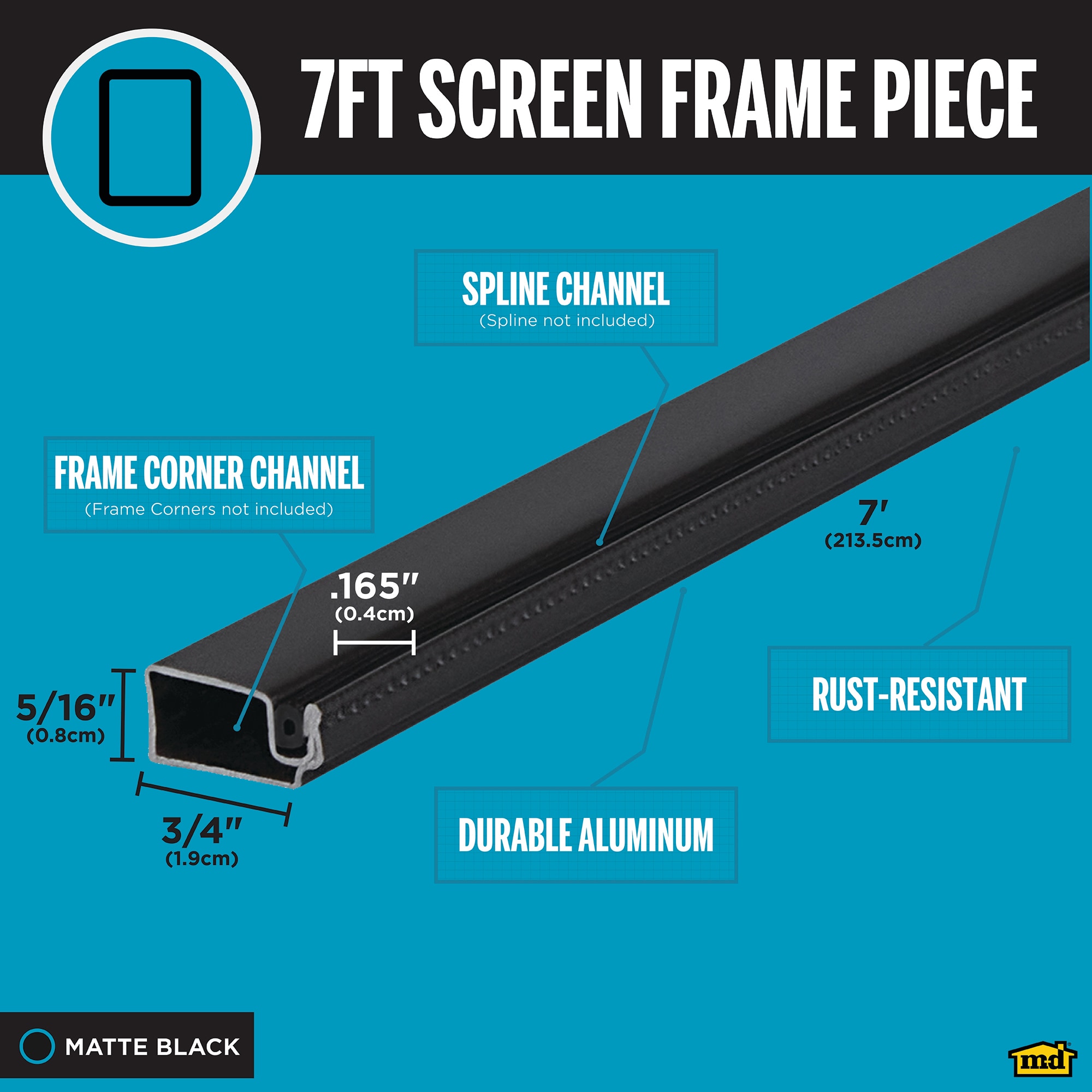 M-D 5/16-in x 7-ft Black Matte Aluminum Screen Repair 14281 at Lowes.com
