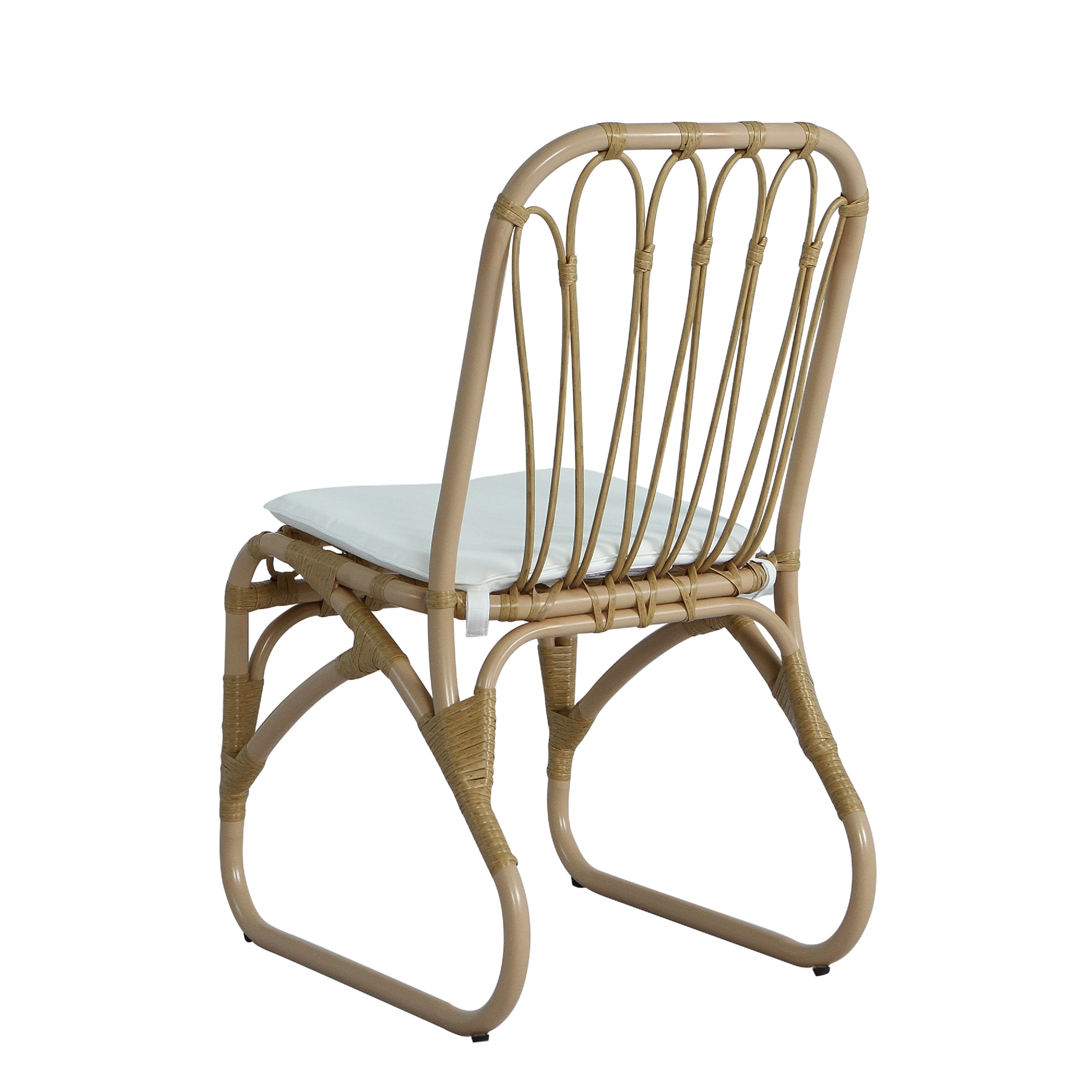 Direct Wicker Set of 2 beige Metal Frame Stationary Dining Chair with ...