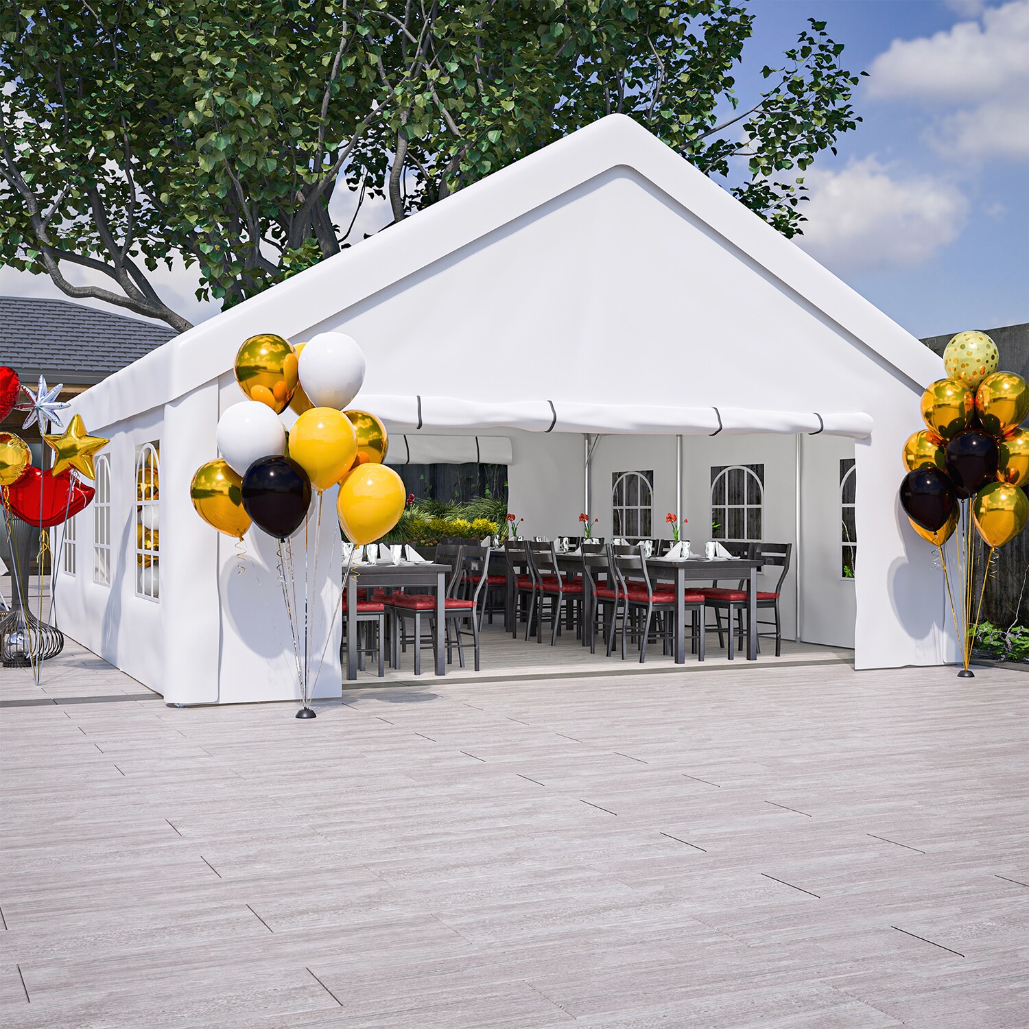 Mondawe 19.55-ft x 18.44-ft Rectangle White Party canopy in the ...