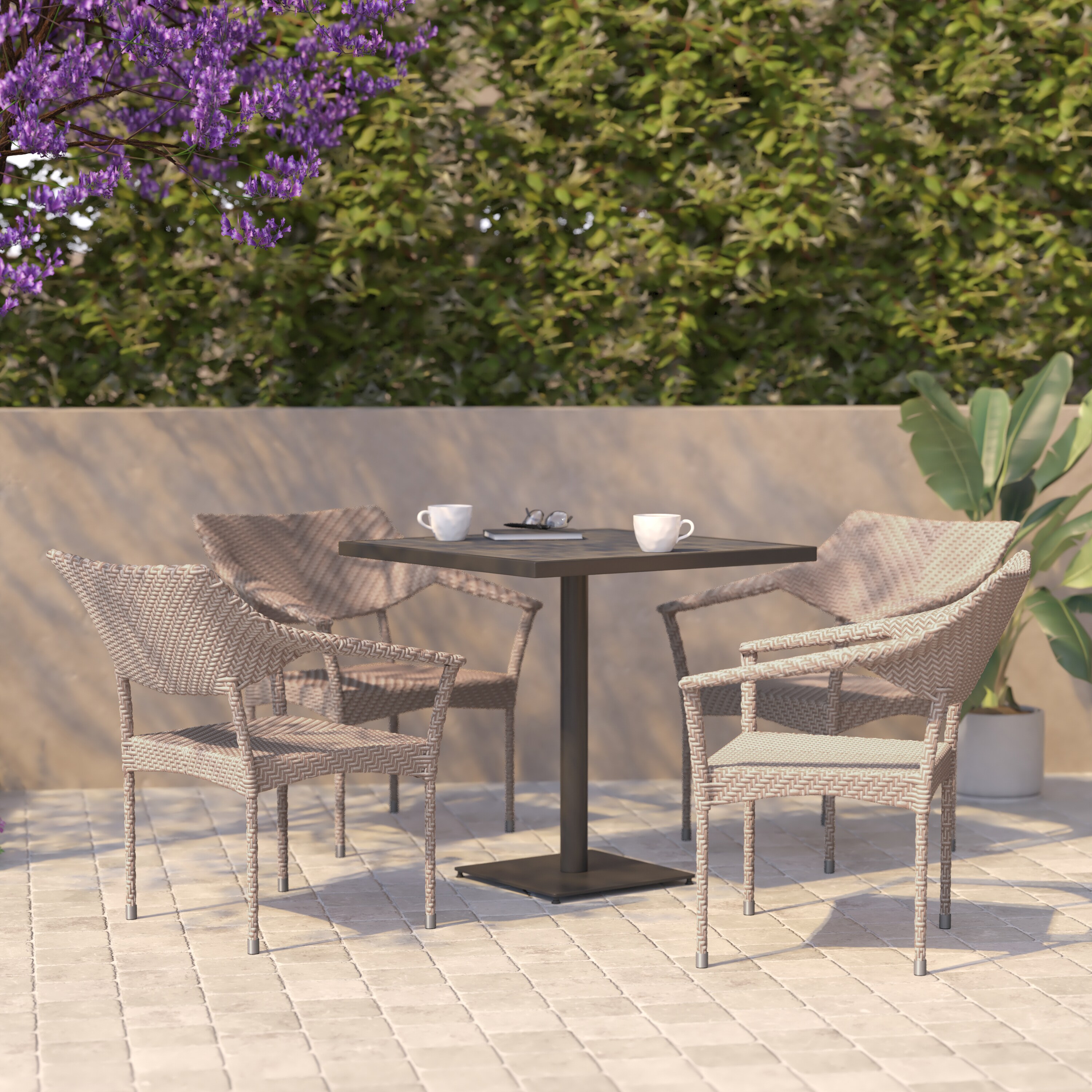 Flash Furniture Jace Set of 4 Commercial Grade Stacking Patio Chairs ...